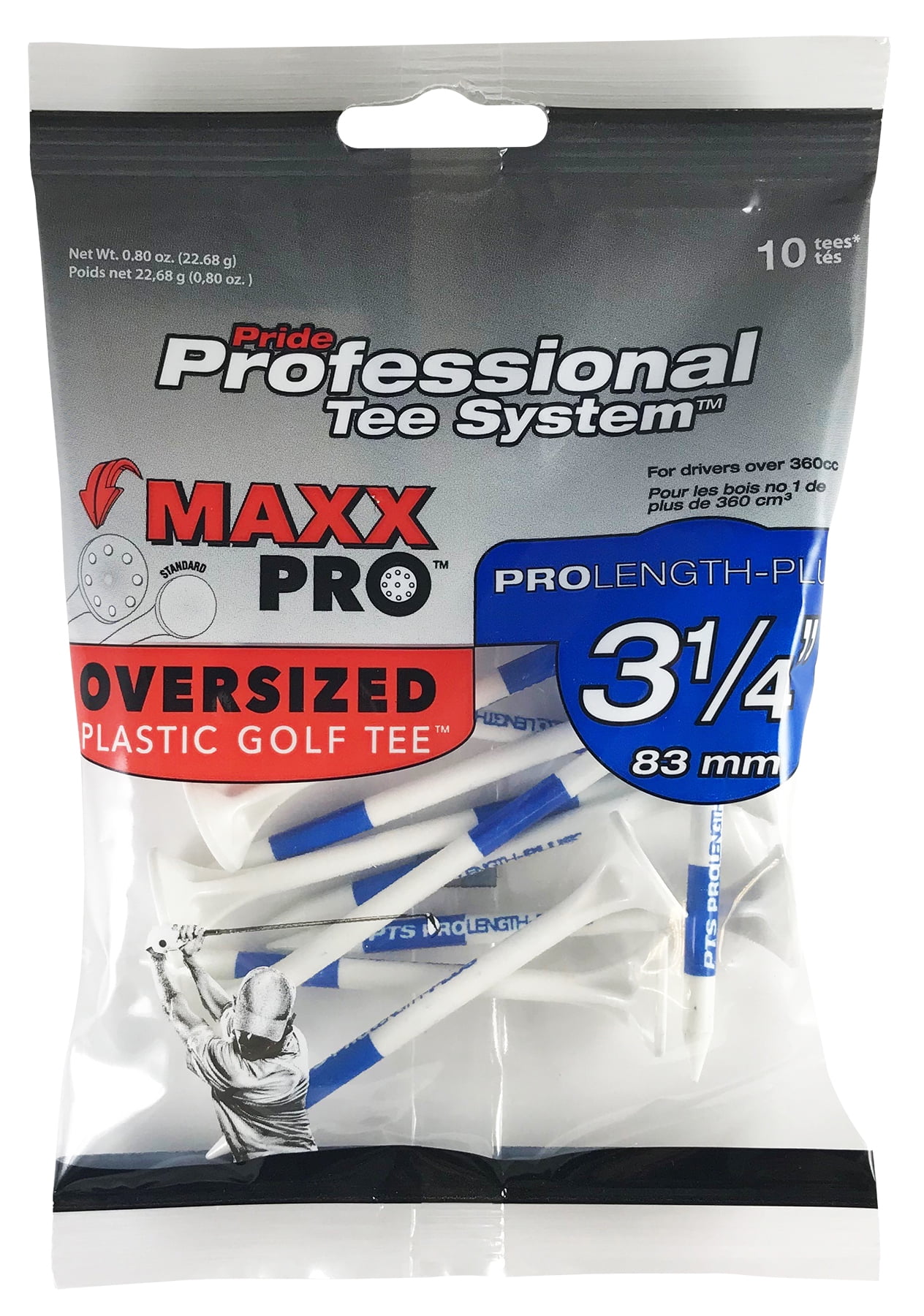 Pride Golf Maxx Pro Oversized Plastic Golf Tees (3 1/4", White/Blue ...
