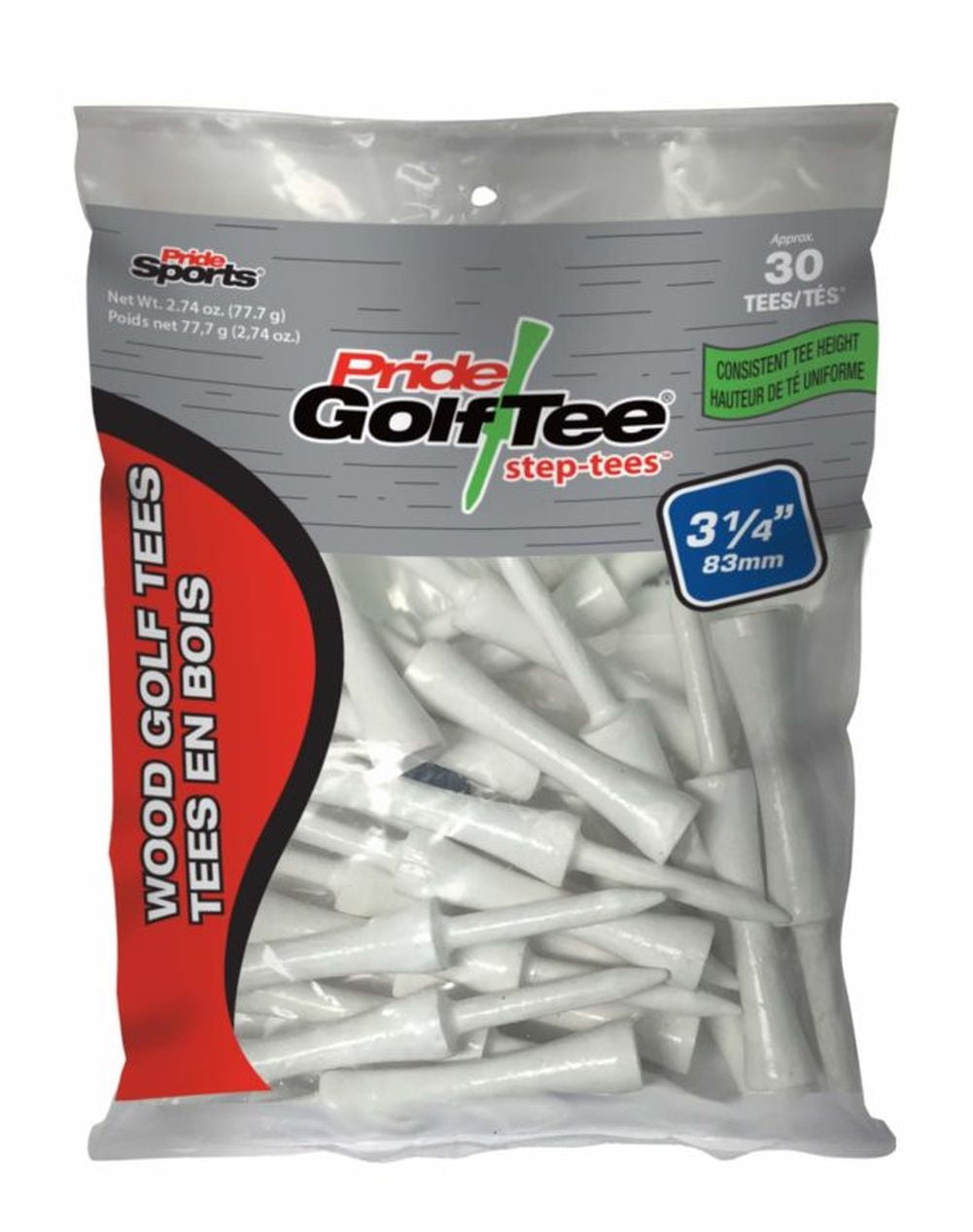 Pride Golf Step-tees (3 1/4", White, 30pk) Consistent Tee Height NEW ...