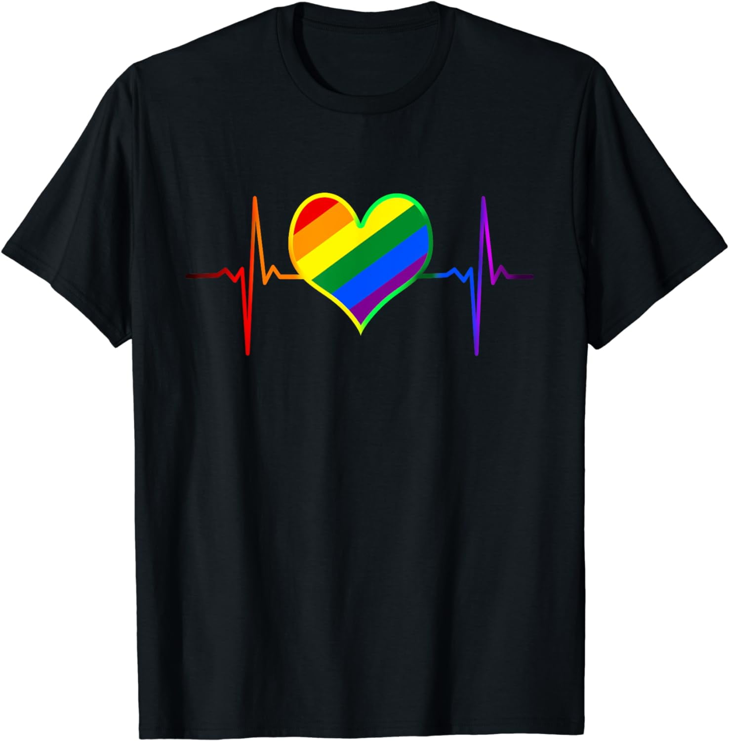 Pride Heart Beat Pulse LGBTQ Community Pride Month Rainbow T-Shirt ...