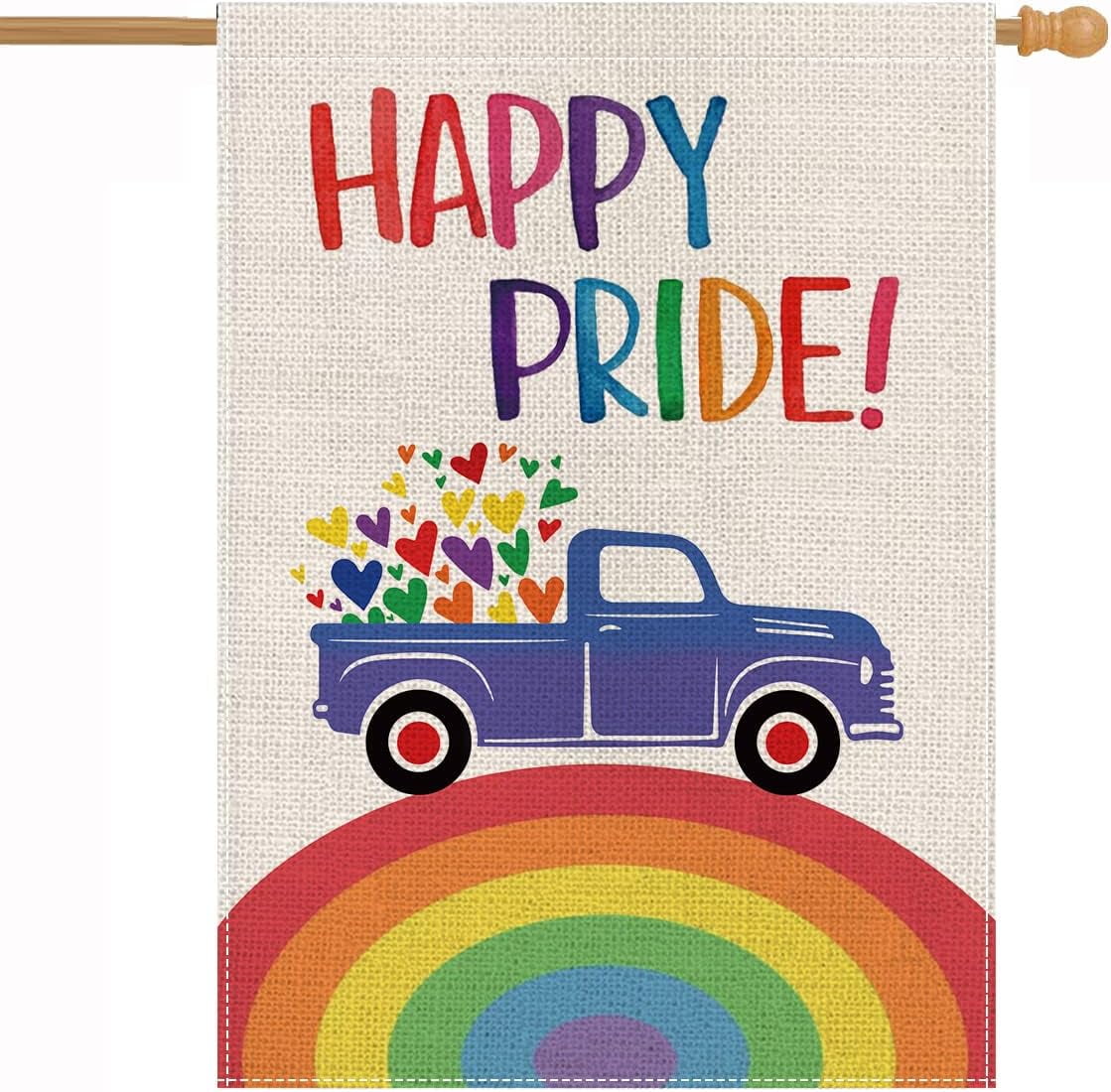 Pride House Flag Rainbow Truck Vertical Double Sided Happy Pride Flags ...