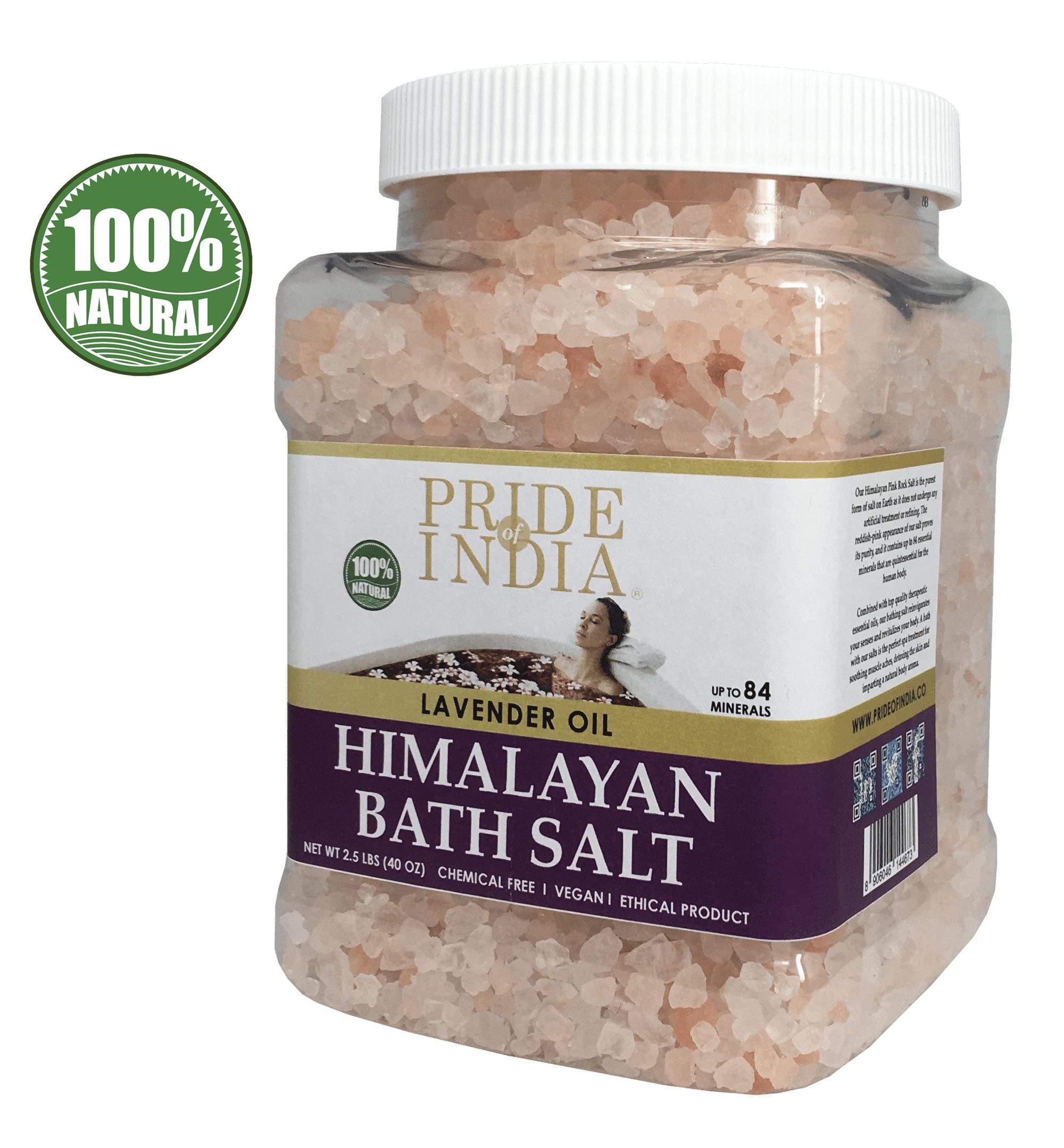 Pride Of India - Himalayan Pink Bathing Salt - Enriched w/Lavender Oil ...