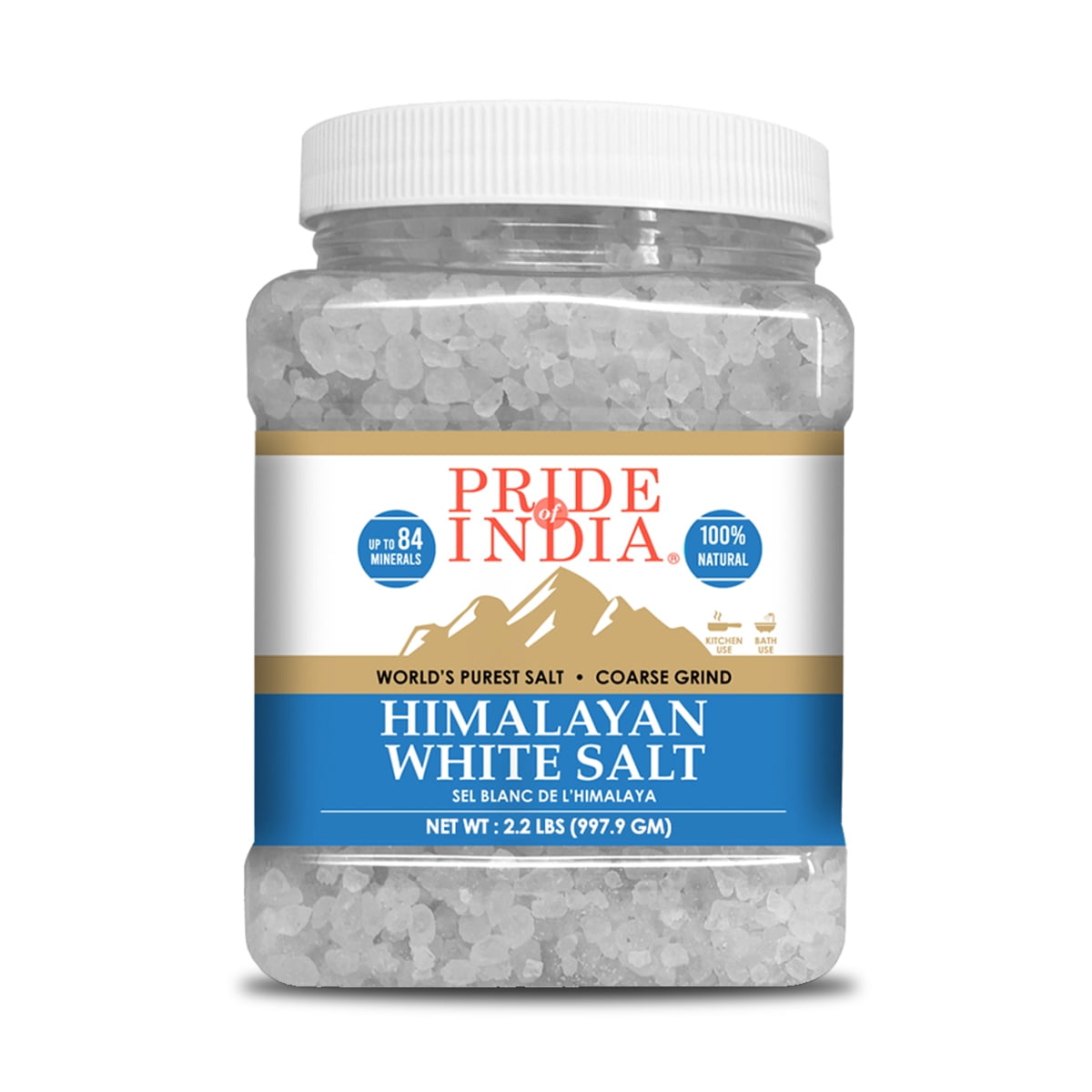 Pride of India- Himalayan White Salt Coarse Grind 2.2 lbs (997.90 gm ...