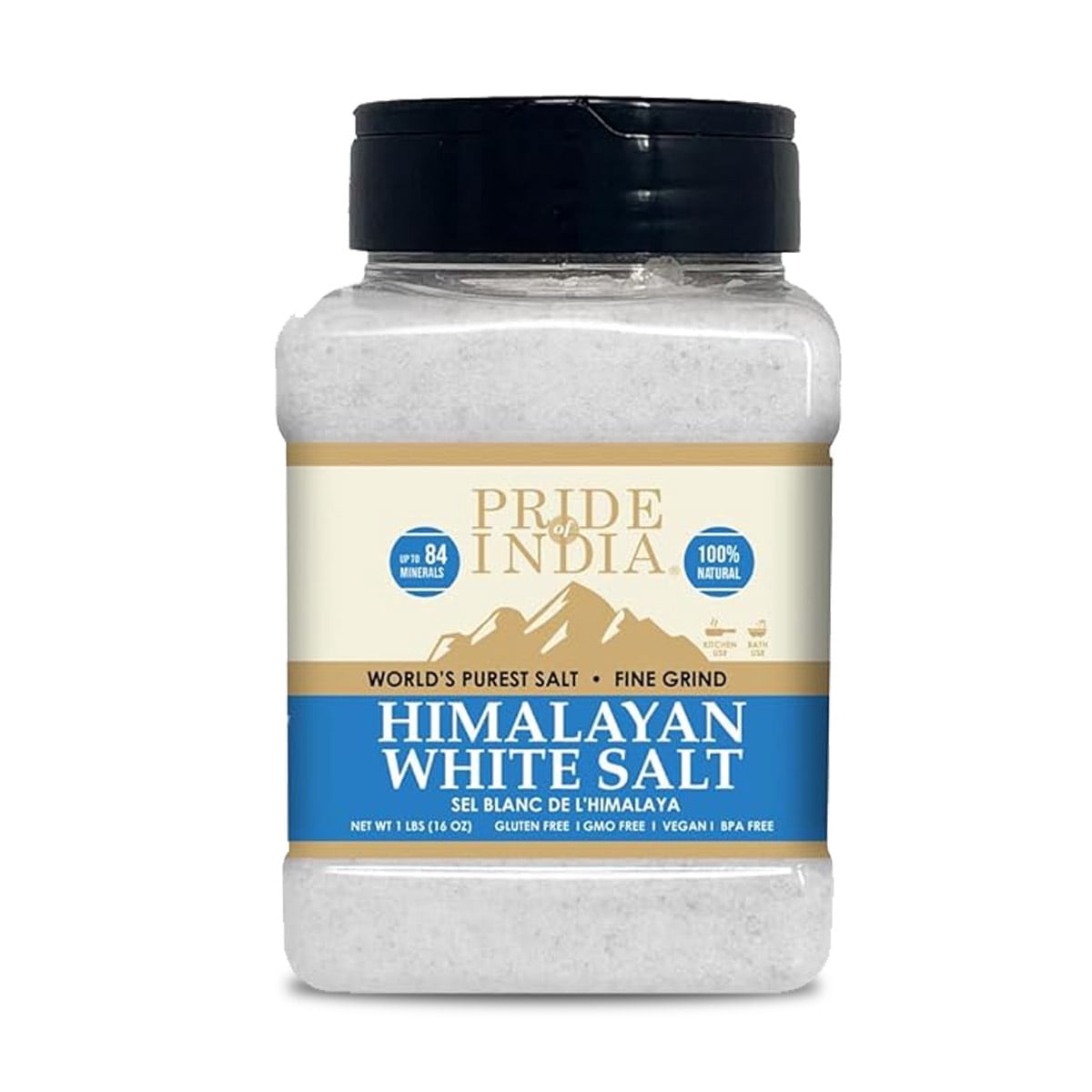 Pride of India- Himalayan White Salt Fine Grind 1 lbs (453.59 gm ...