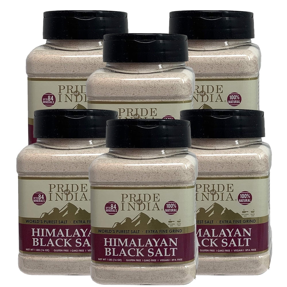 Pride of India Himalayan Black Salt (Kala Namak), 1 lb Dual Sifter Jar ...