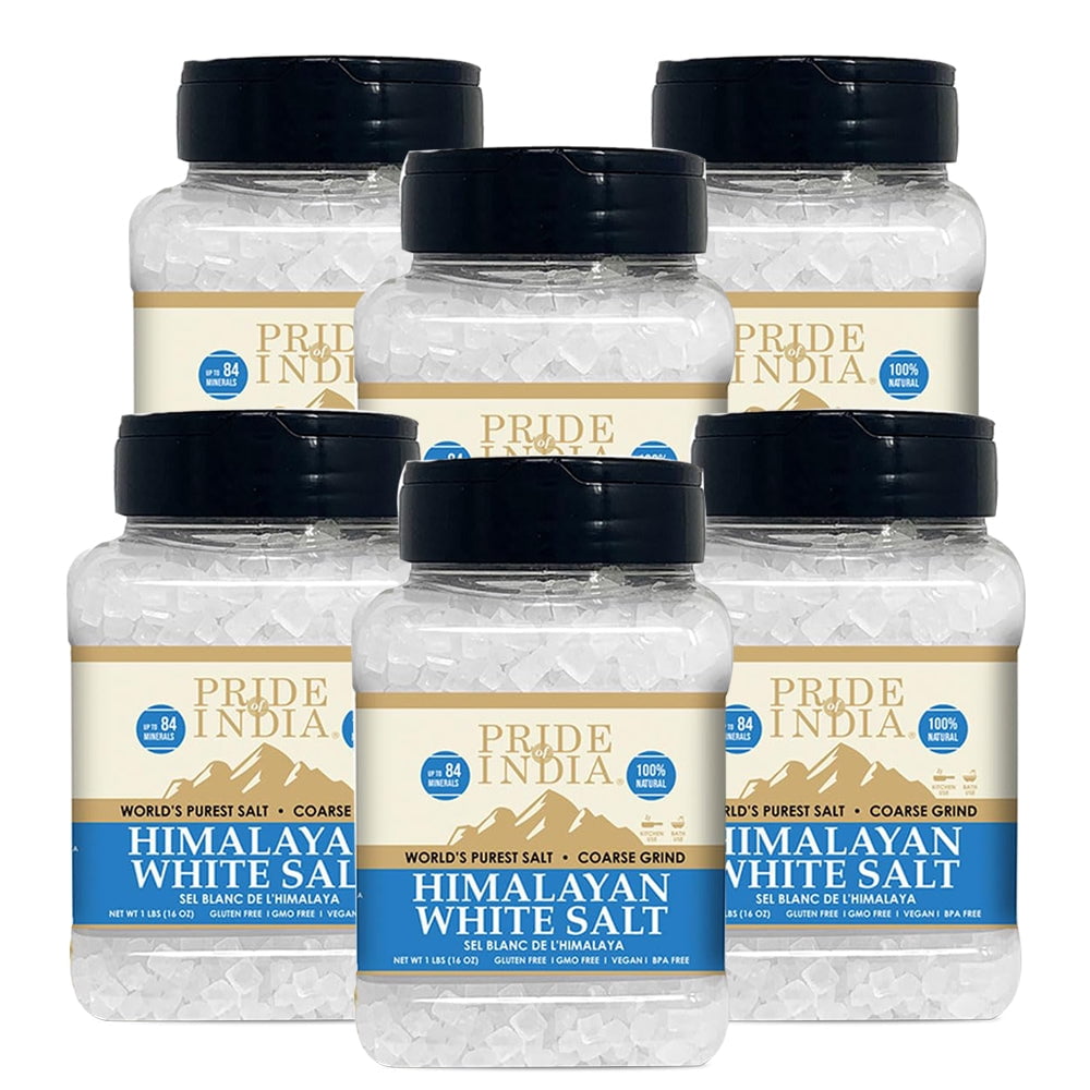 Pride of India - PACK of 6 - Himalayan White Salt Coarse Grind 1 lbs ...