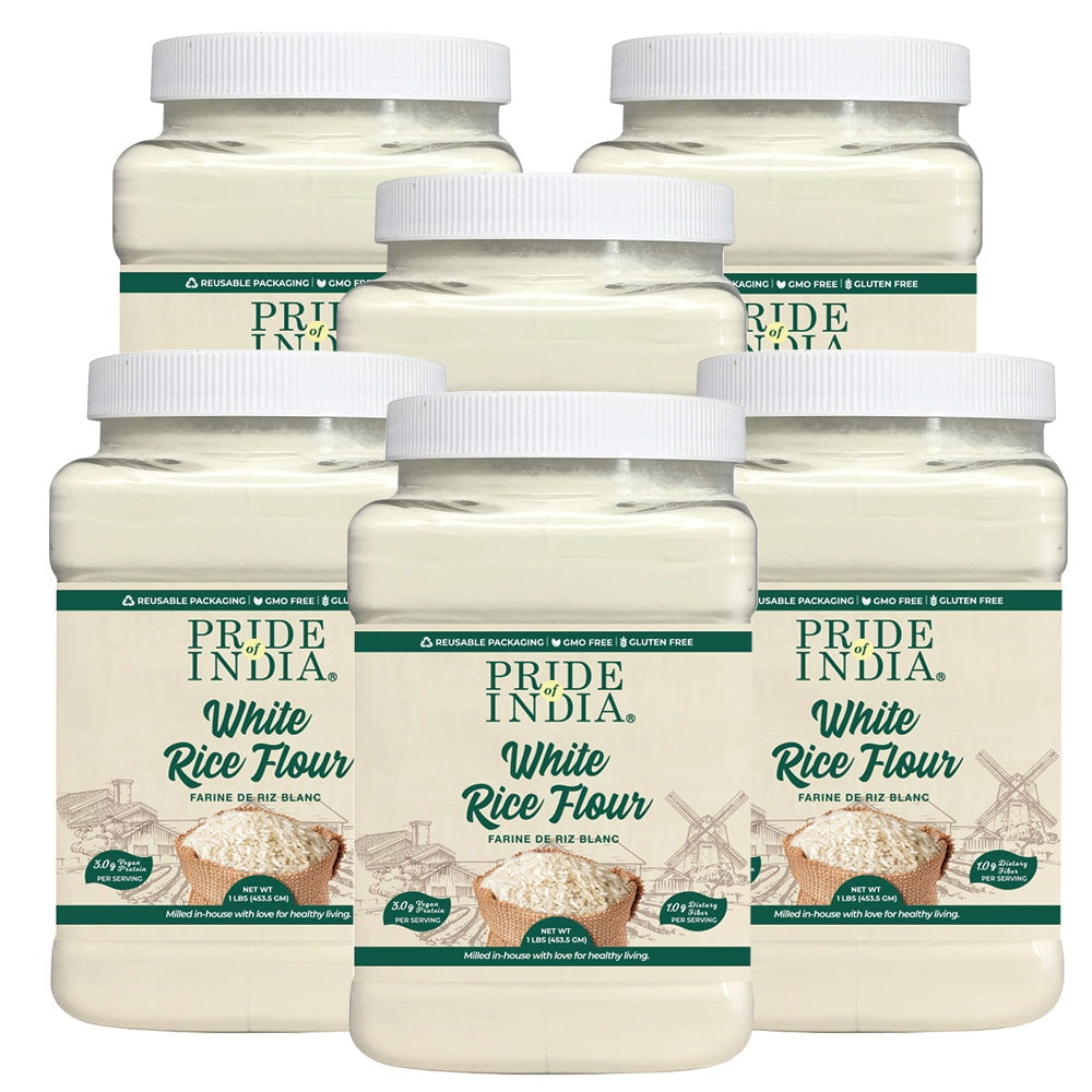 Pride of India - PACK of 6 - White Rice Flour 1 lbs (454 gm) Mild ...