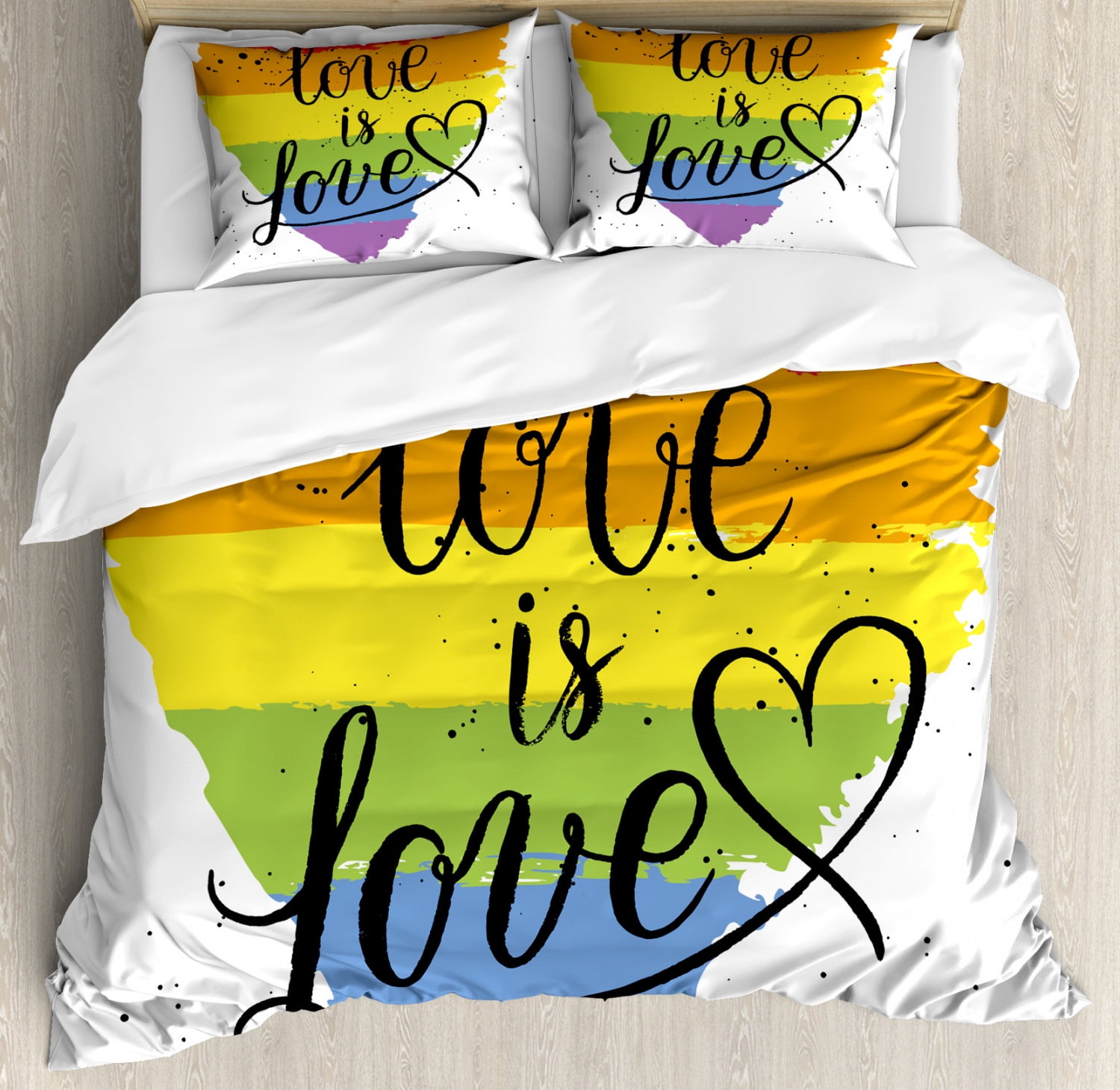 Pride King Size Duvet Cover Set, LGBT Gay Lesbian Parade Love is Love ...