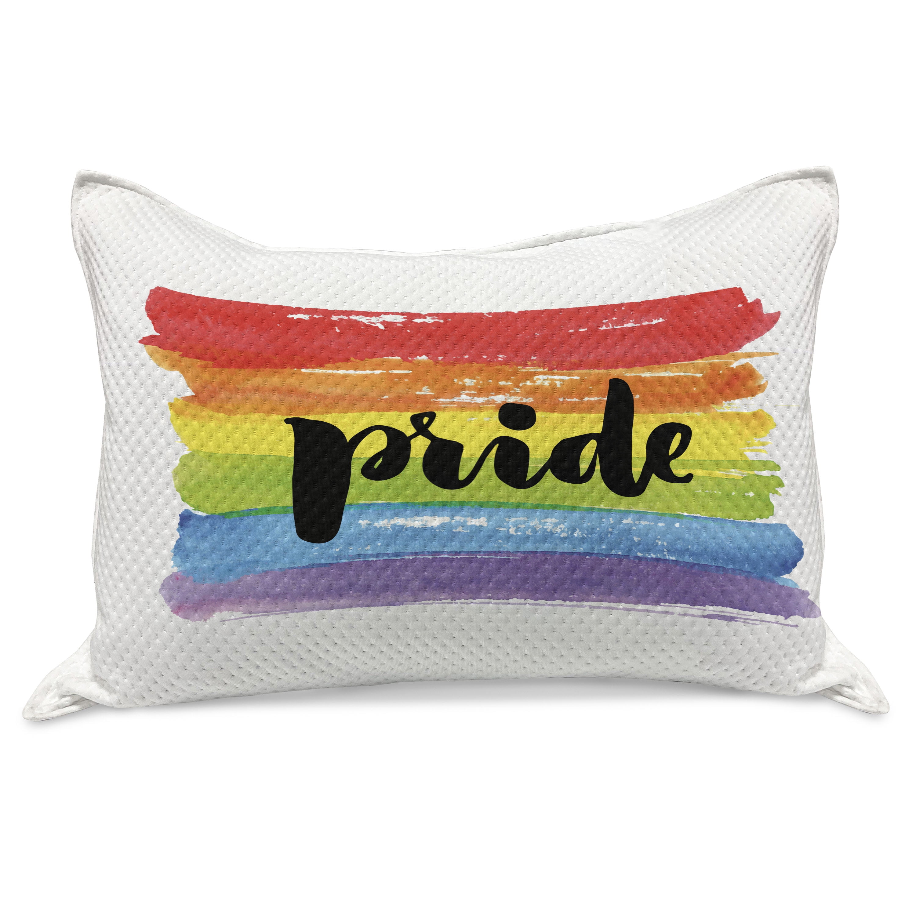 Pride Knitted Quilt Pillowcover, Watercolor Art with Rainbow Brush ...