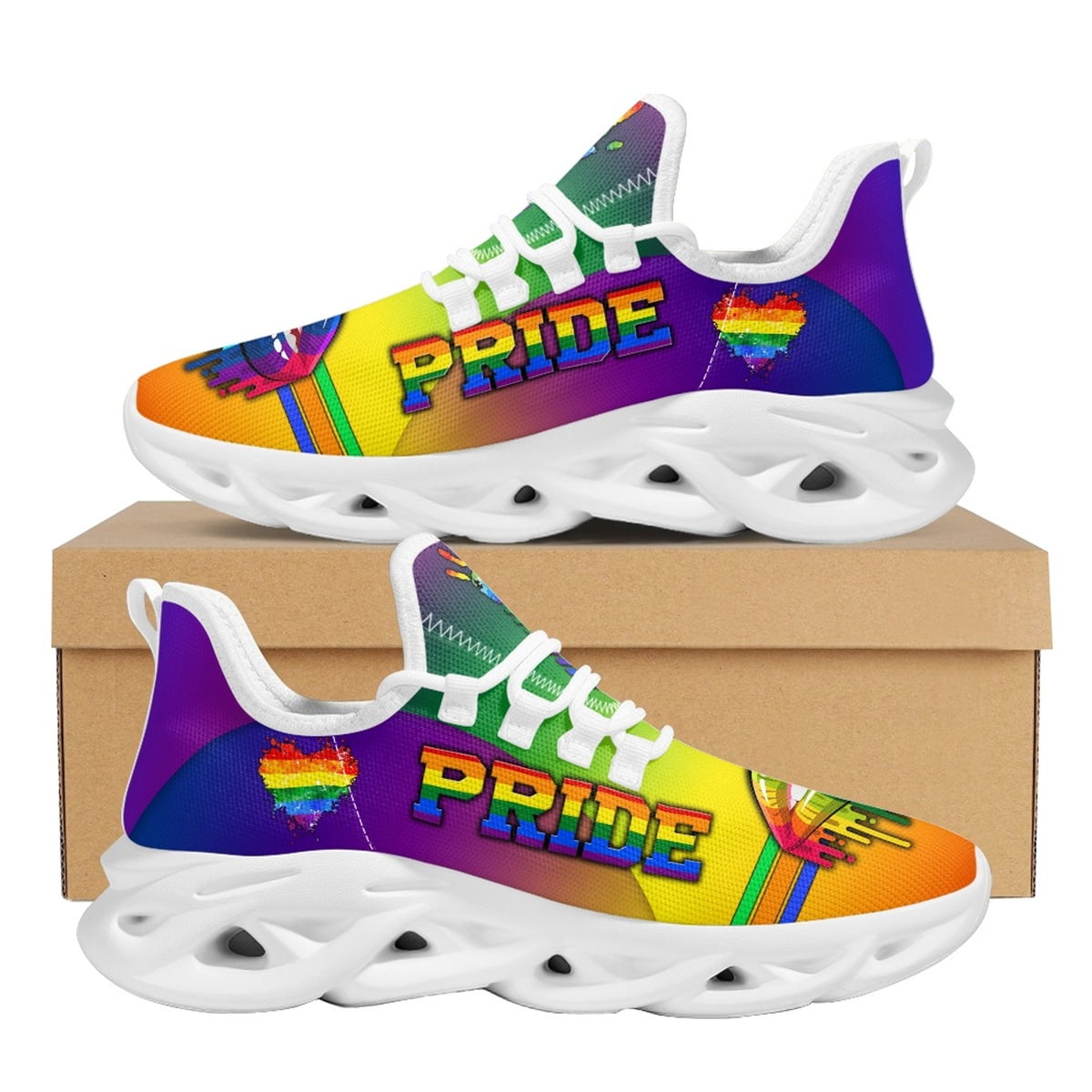 Pride LGBT Printing Female Platform Sneakers Gradient Lip Design ...