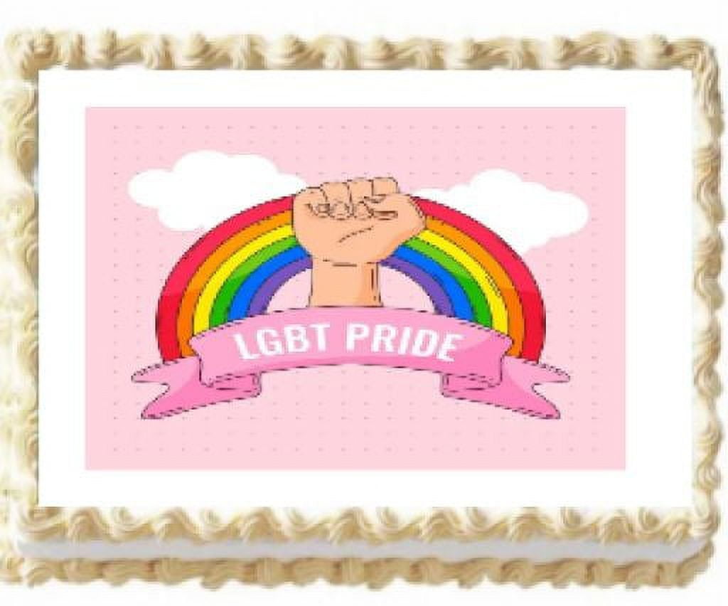 Pride LGBTQ Rainbow Themed Edible Cake Image Frosting Decoration Topper ...
