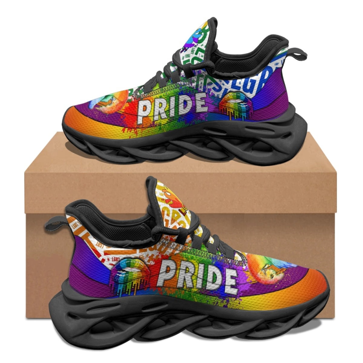 Pride Letter Men Shoes Color Gradient Leisure Women’s Flat Male Sport ...