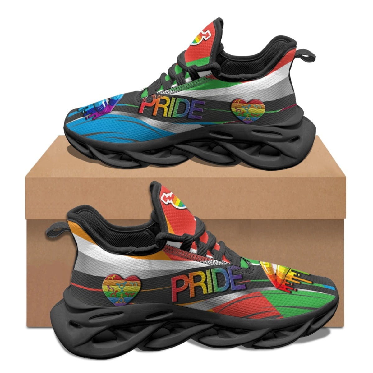 Pride Letter Men Shoes Color Gradient Leisure Women’s Flat Male Sport ...