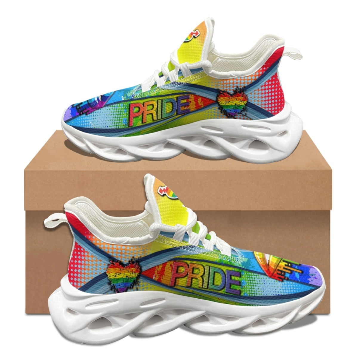 Pride Letter Men Shoes Color Gradient Leisure Women’s Flat Male Sport ...