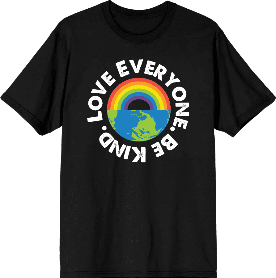 Pride Love Everyone Be Kind Adult Black Crew Neck Short Sleee Tee-Large ...