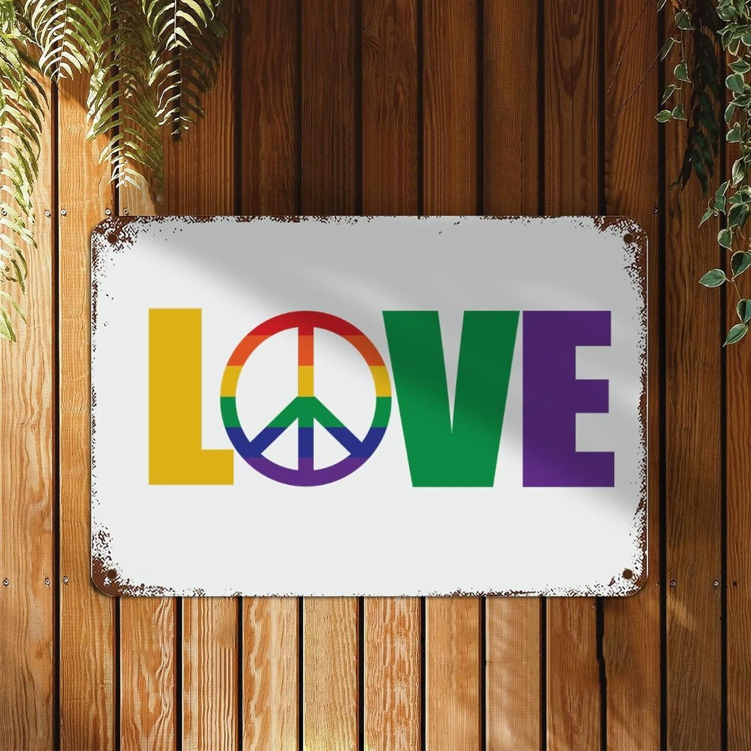 Pride Love Peace LGBTQ Metal Sign Lesbian Gay Progress Pride Signs ...