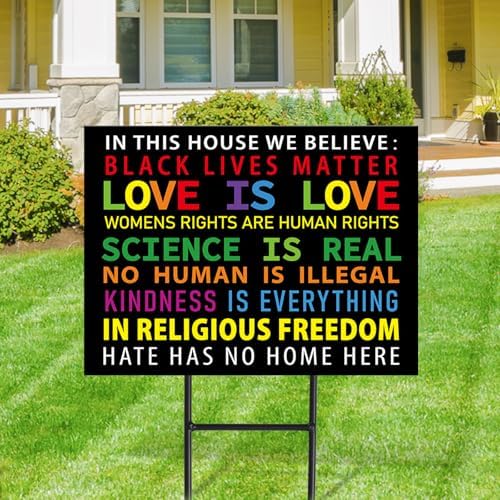 Pride Metal Garden Stakes in This House We Believe Decorative Lawn Sign ...