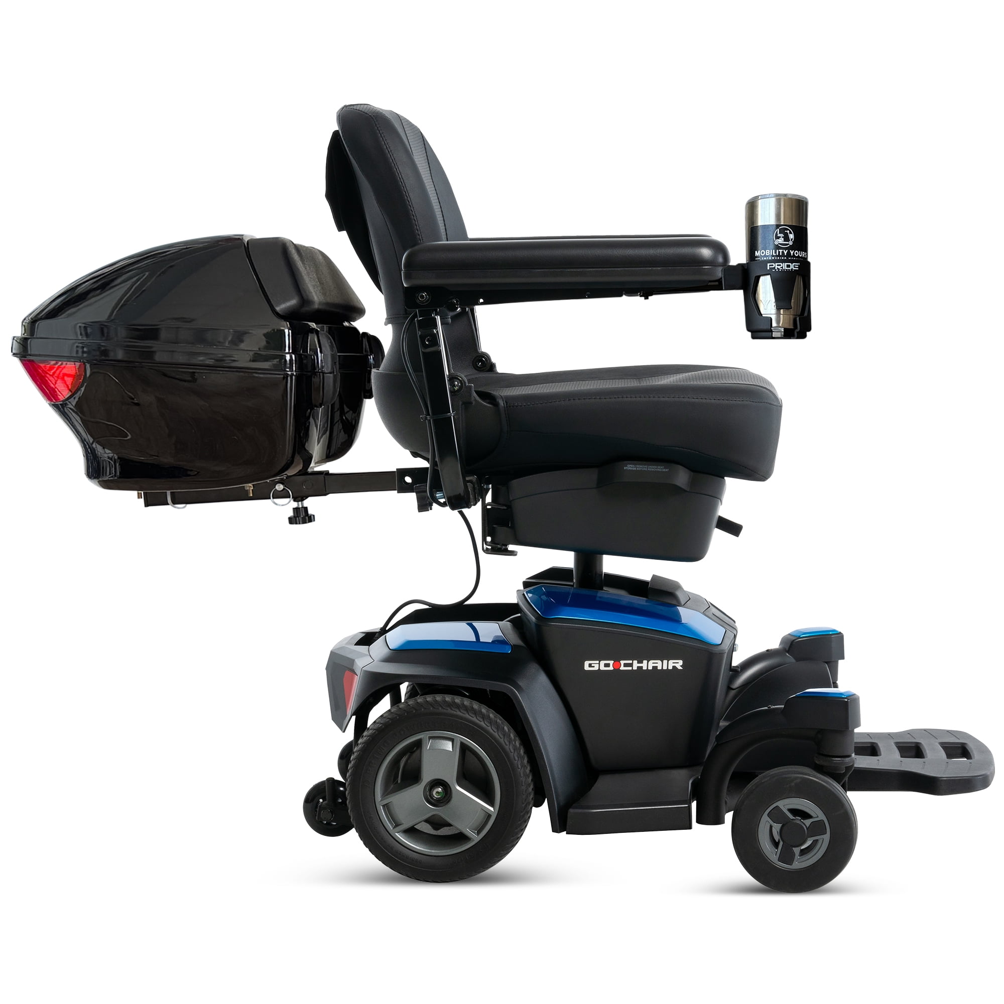 Pride Go Chair Power Wheelchair Bundle with 20″ Wide Seat + Storage Pod ...