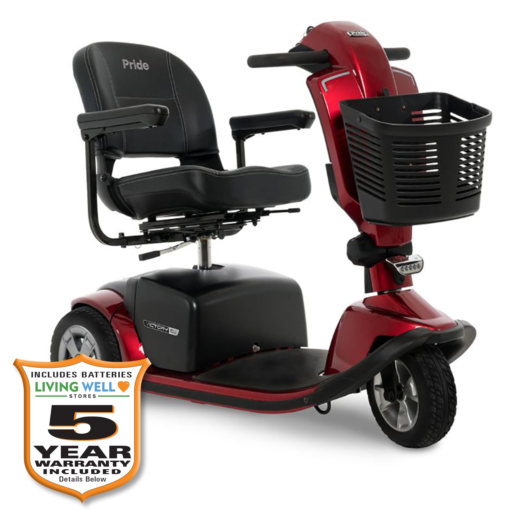 Pride Mobility Victory 10.2 3-Wheel Mobility Scooter, 400 Lb. Weight ...