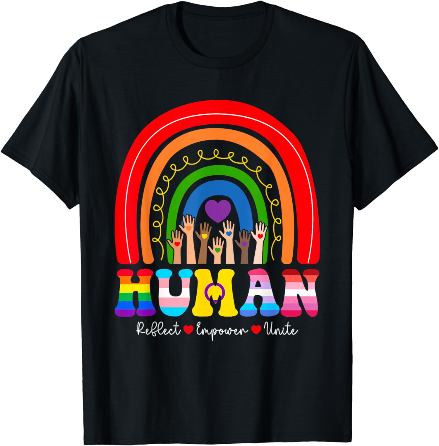 Pride Month 2024 Reflect Empower And Unite LGBT Human Pride T-Shirt ...