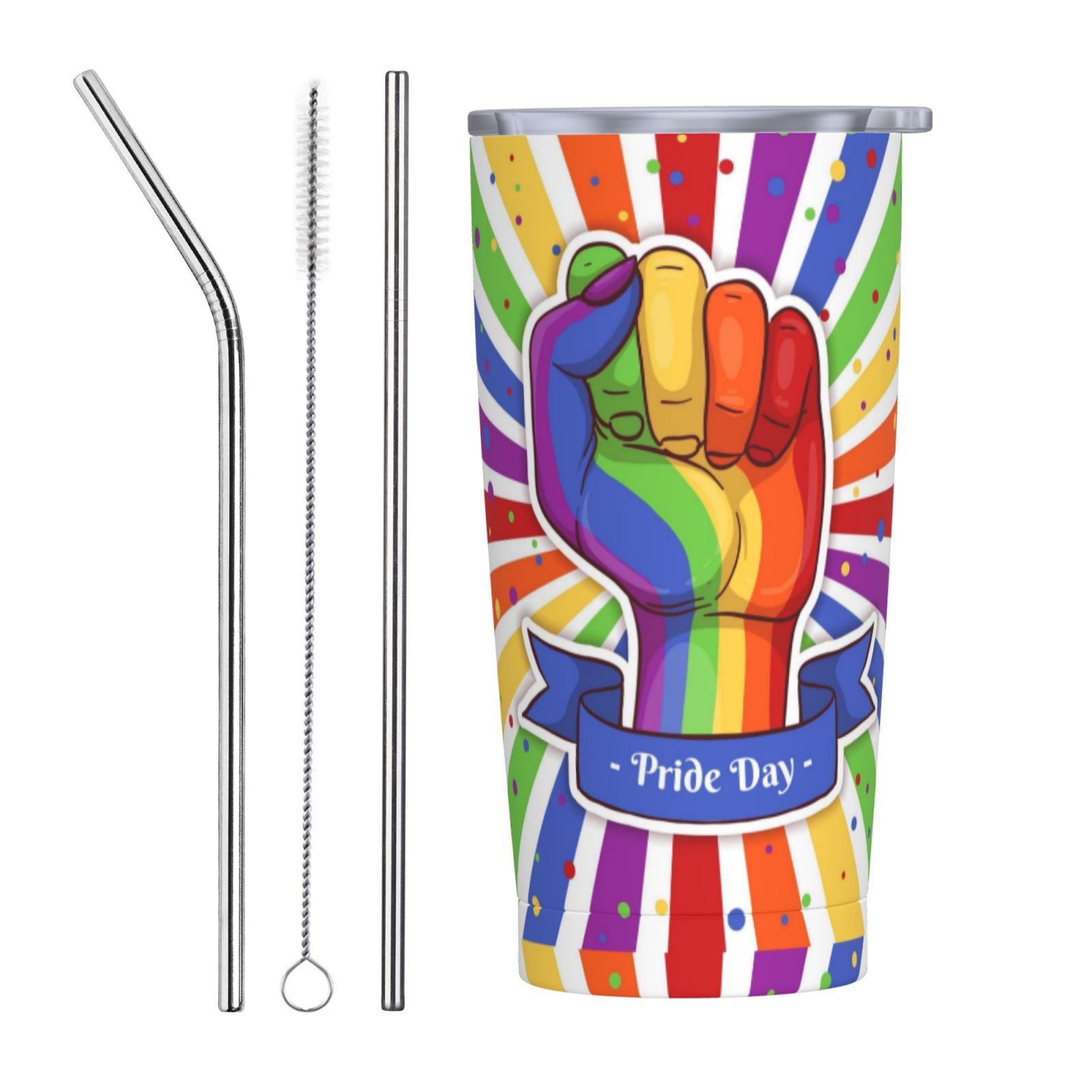 Pride Month Lgbtq Gay Pride Ally 20oz Stainless Steel Thermal Cup With ...