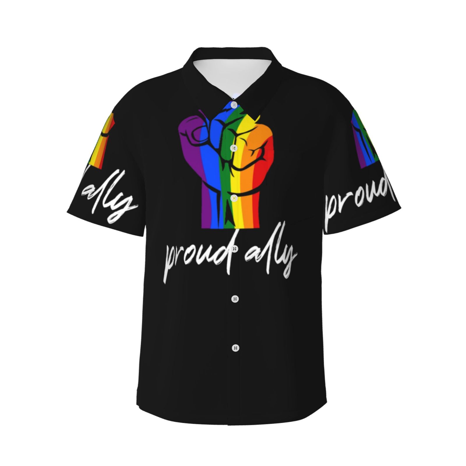 Pride Month Lgbtq Gay Pride Ally Mens Hawaiian Shirt Button Down Short ...