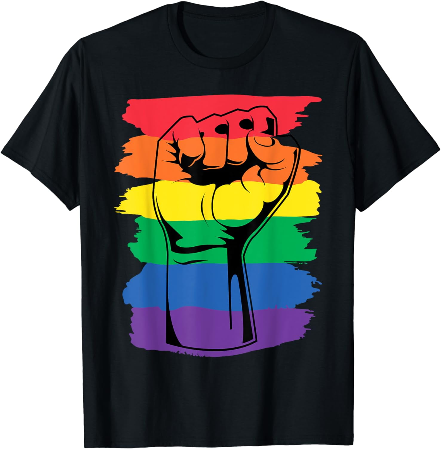 Pride Month Merch LGBT Rainbow Fist LGBTQ Gay Pride Cotton T-Shirt ...
