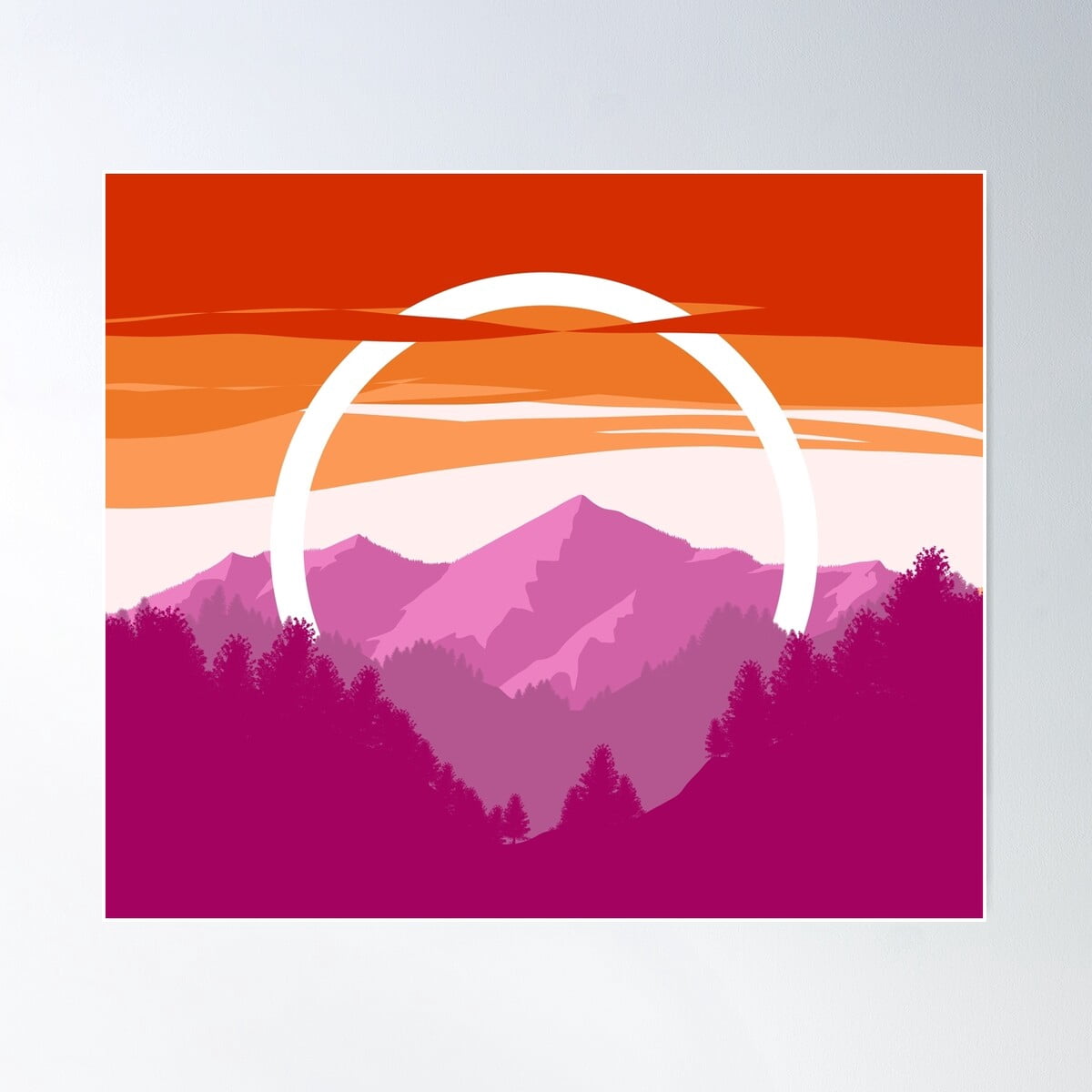 Pride Mountain (Subtle Lesbian Pride Flag Design) Poster Wall Art ...