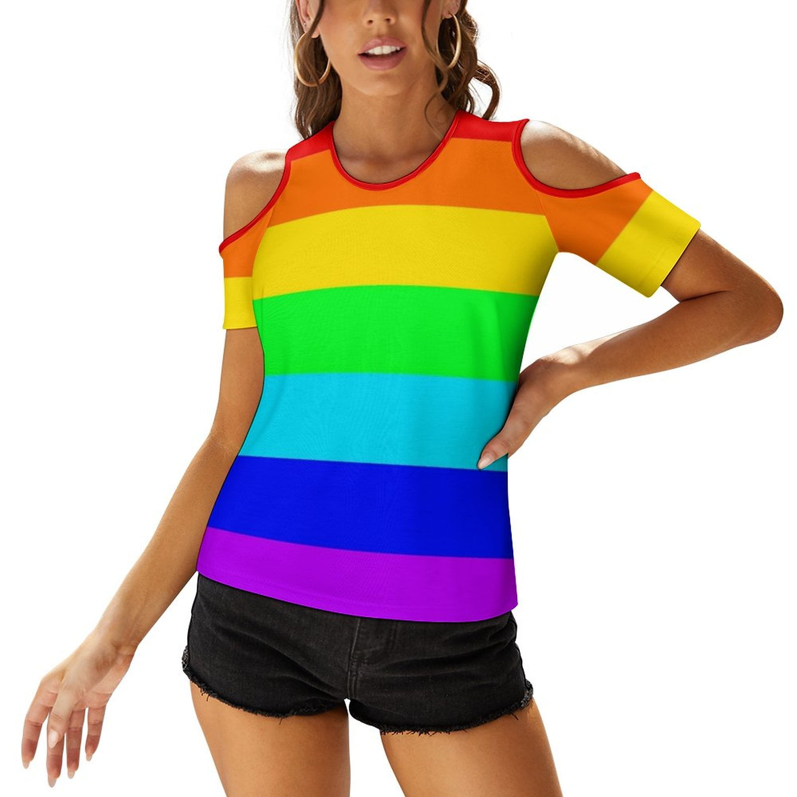 Pride New Fashion Zip Off Shoulder Top Short-Sleeve Women Shirt Pride ...
