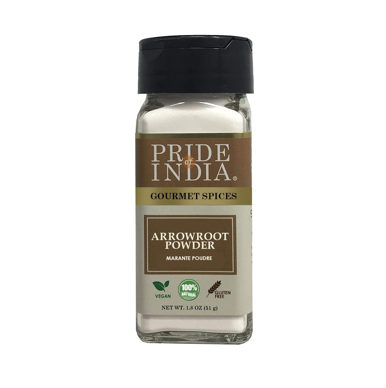 Pride Of India - Gourmet Arrowroot Ground Powder- 2 oz Dual Sifter Jar ...