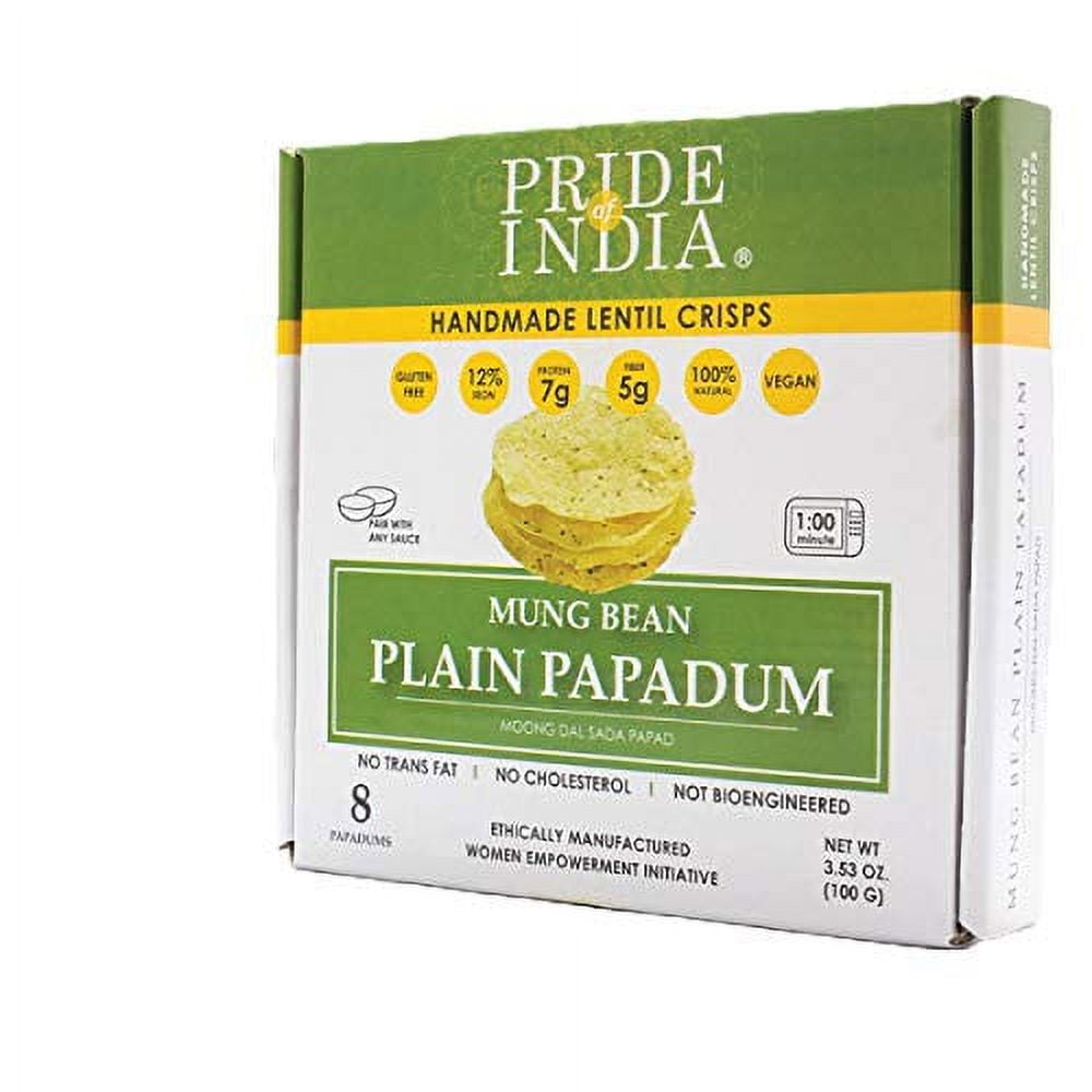 Pride Of India - Mung Bean Plain Papadum Lentil Crisp, Pack of 6 - 10 ...