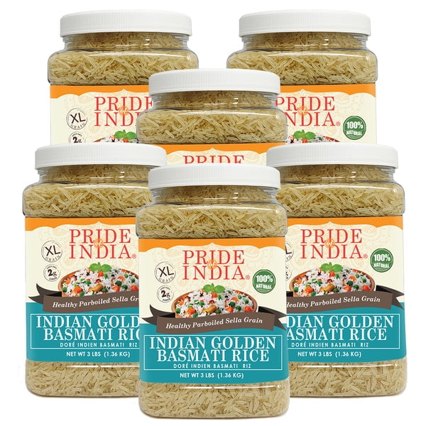 Pride of India Extra Long Indian Golden Basmati Rice, 3 lbs Jar, Pack ...
