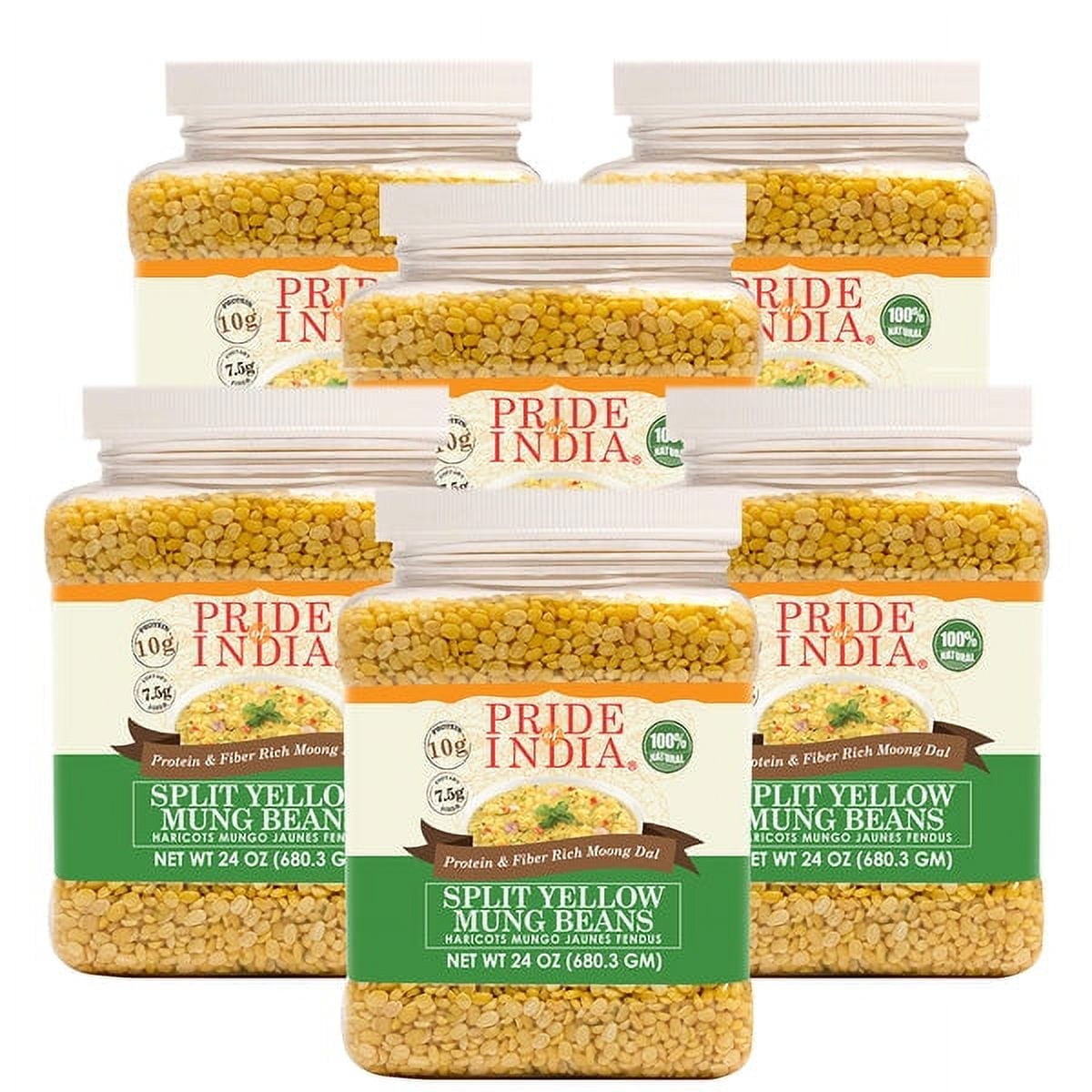 Pride Of India - PACK of 6 - Indian Split Yellow Mung Lentils - Protein ...
