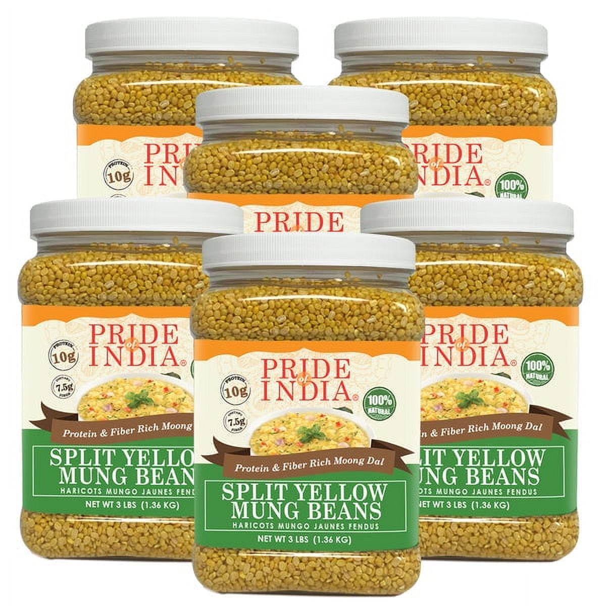 Pride Of India - PACK of 6 - Indian Split Yellow Mung Lentils - Protein ...
