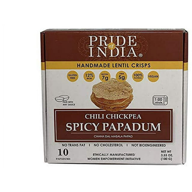 Pride Of India - Spicy Chickpea Masala Papadum Lentil Crisp, Pack of 6 ...