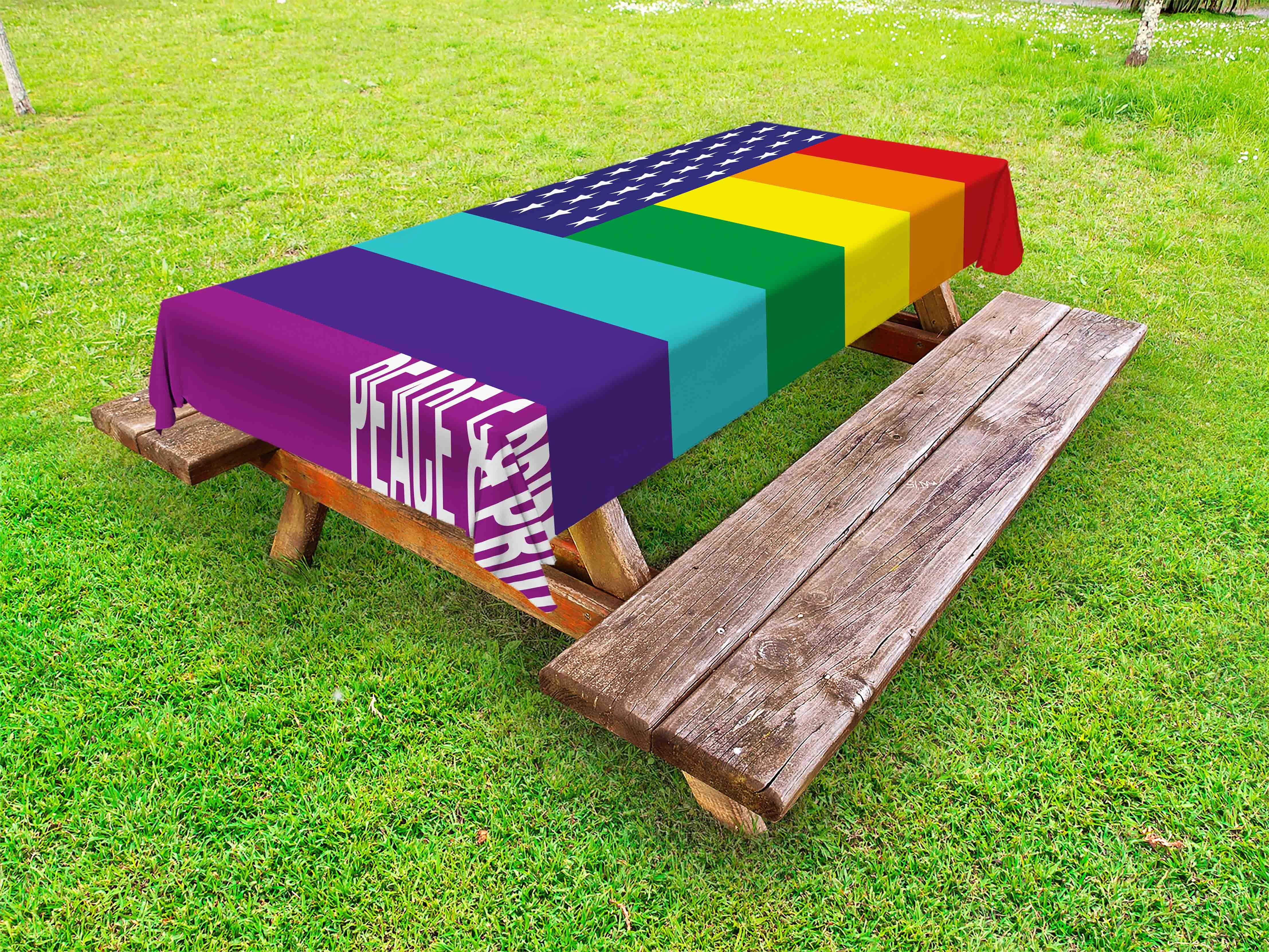 Pride Outdoor Tablecloth, Mixed Flag Design American and LGBT Gay ...