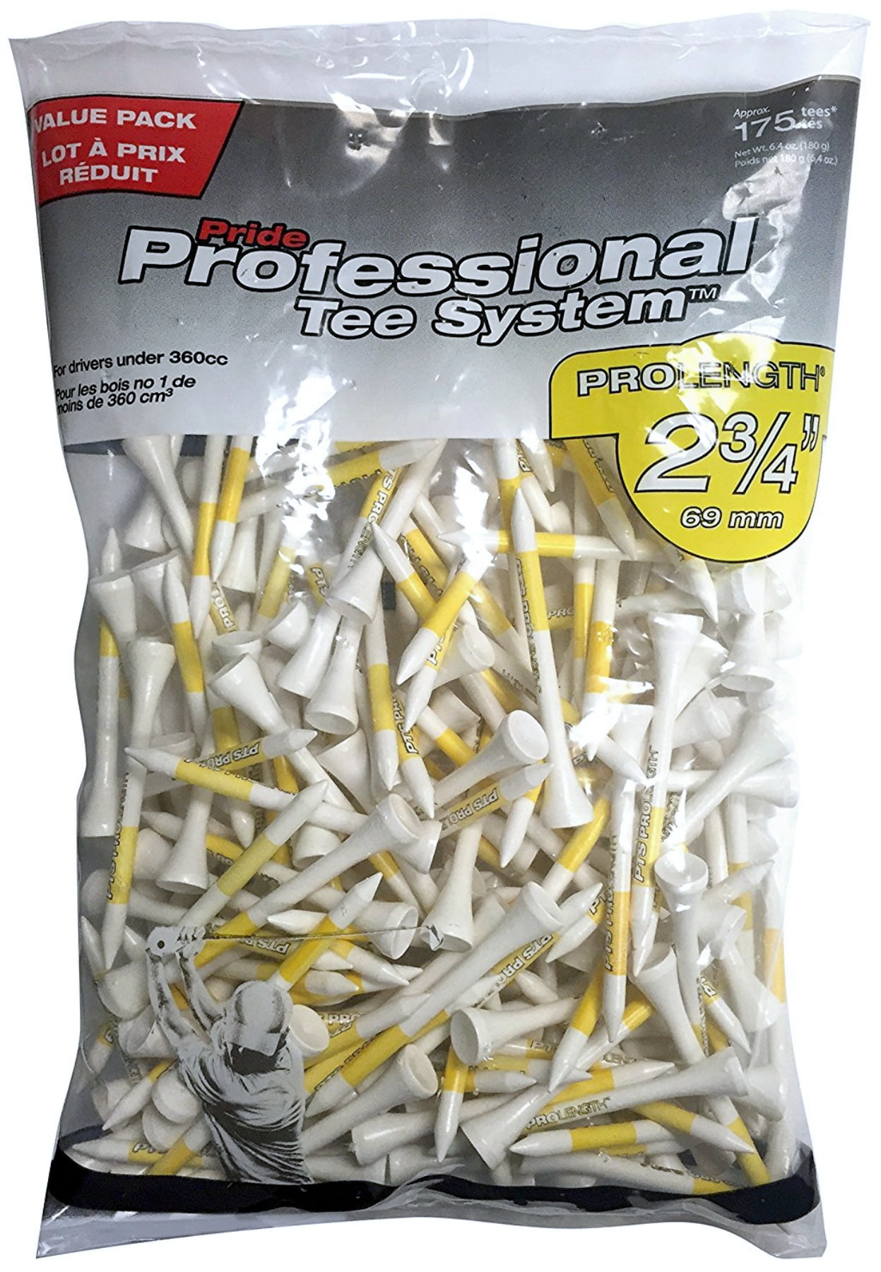 Pride PTS 175-Count Wood Golf Tees, ProLength 2 ¾" - Walmart.com