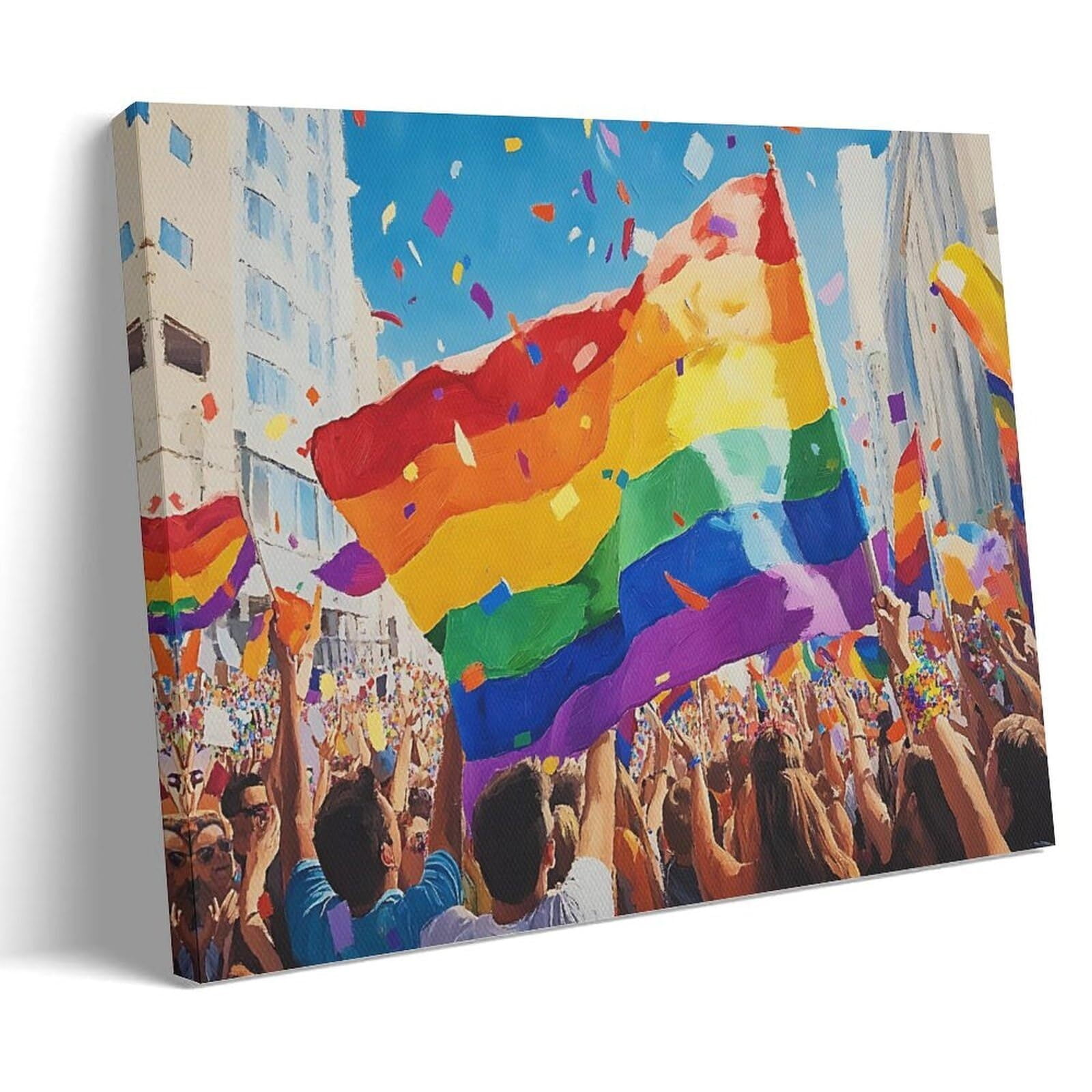 Pride Parade Print Rainbow Flag Celebration Poster Colorful Wall Art ...