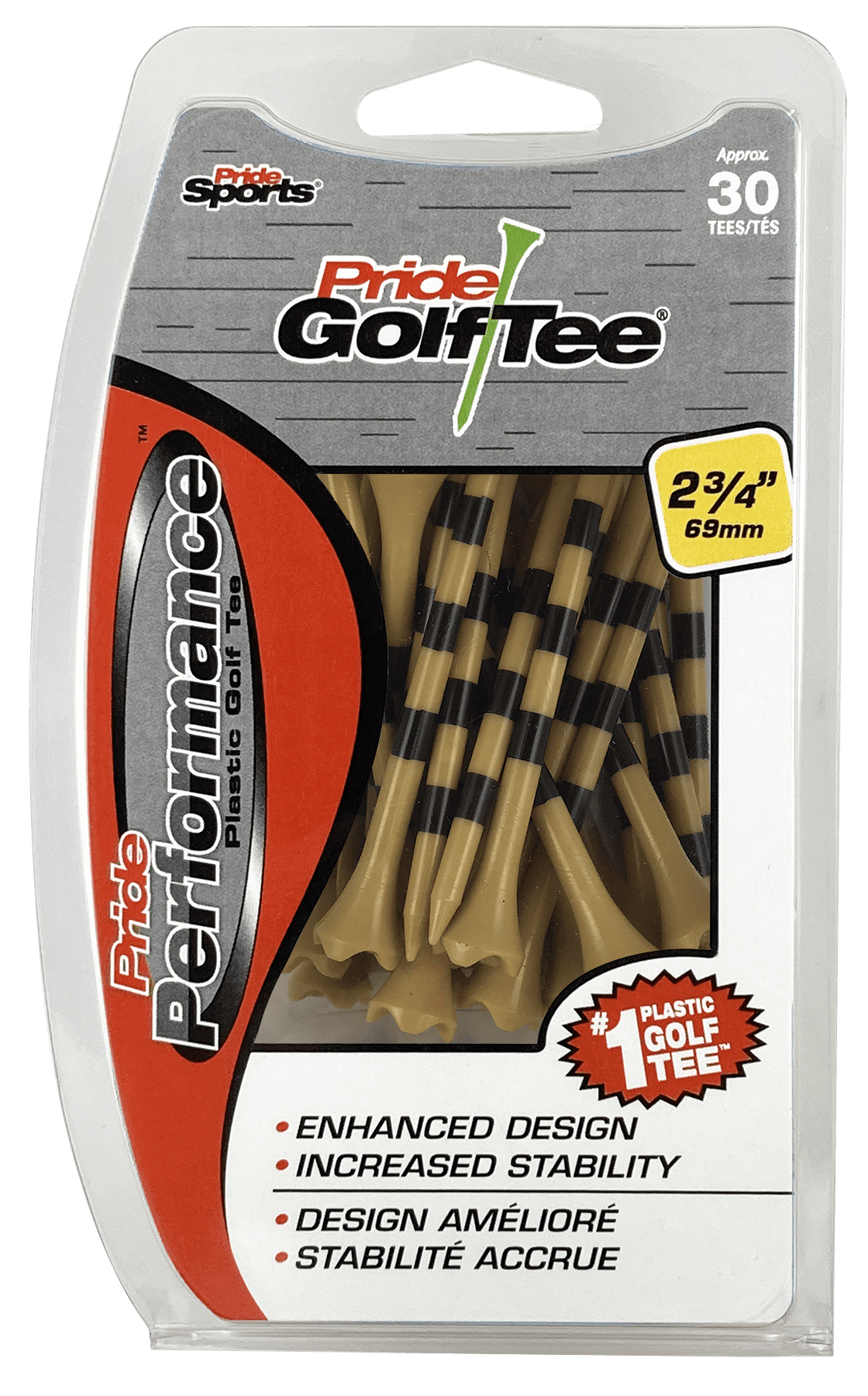 Pride Performance Plastic 2.75 inch Striped Natural Golf Tee, 30 Count ...