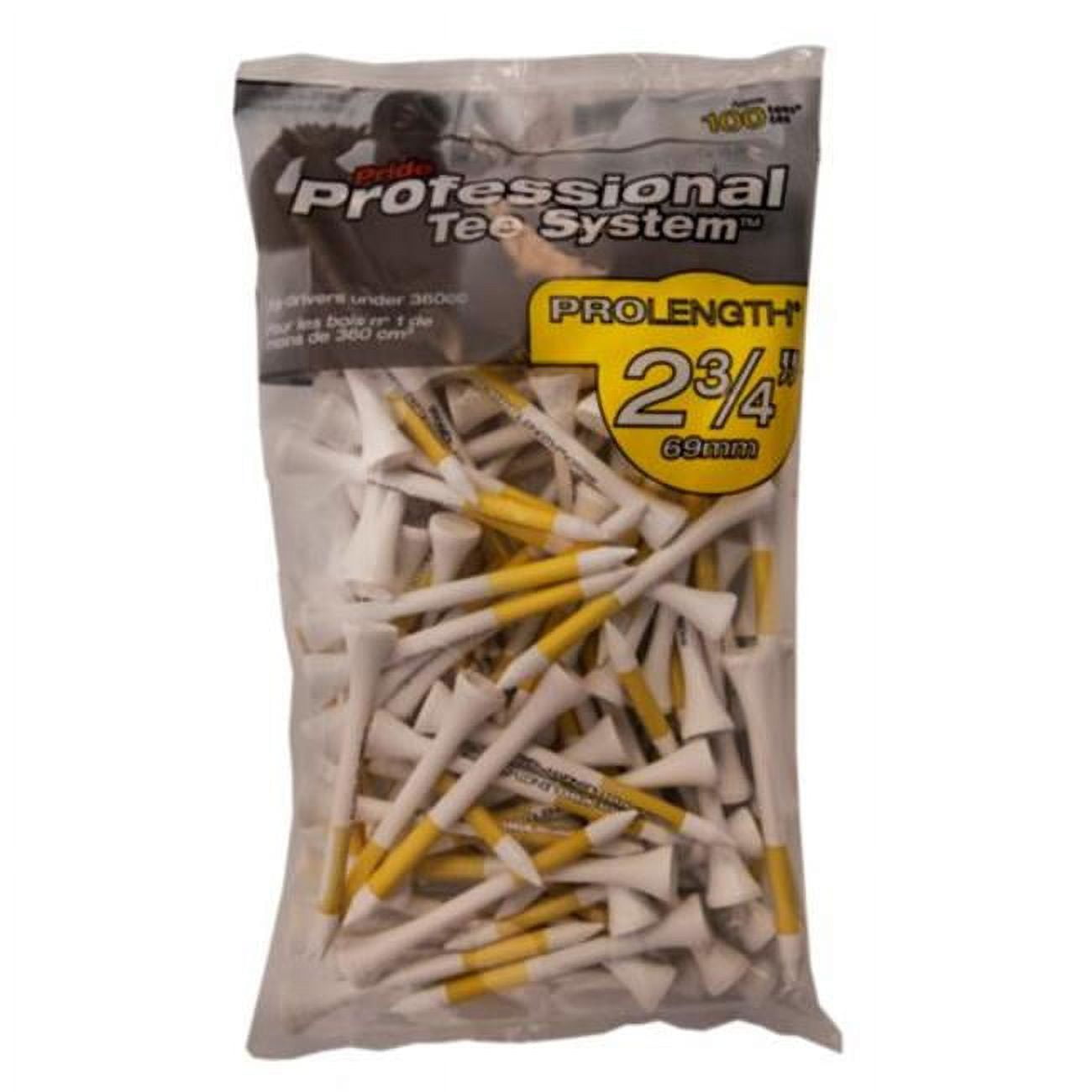 Pride Professional ProLength Wood Golf Tee, 2-3/4 inch, Yellow/White ...