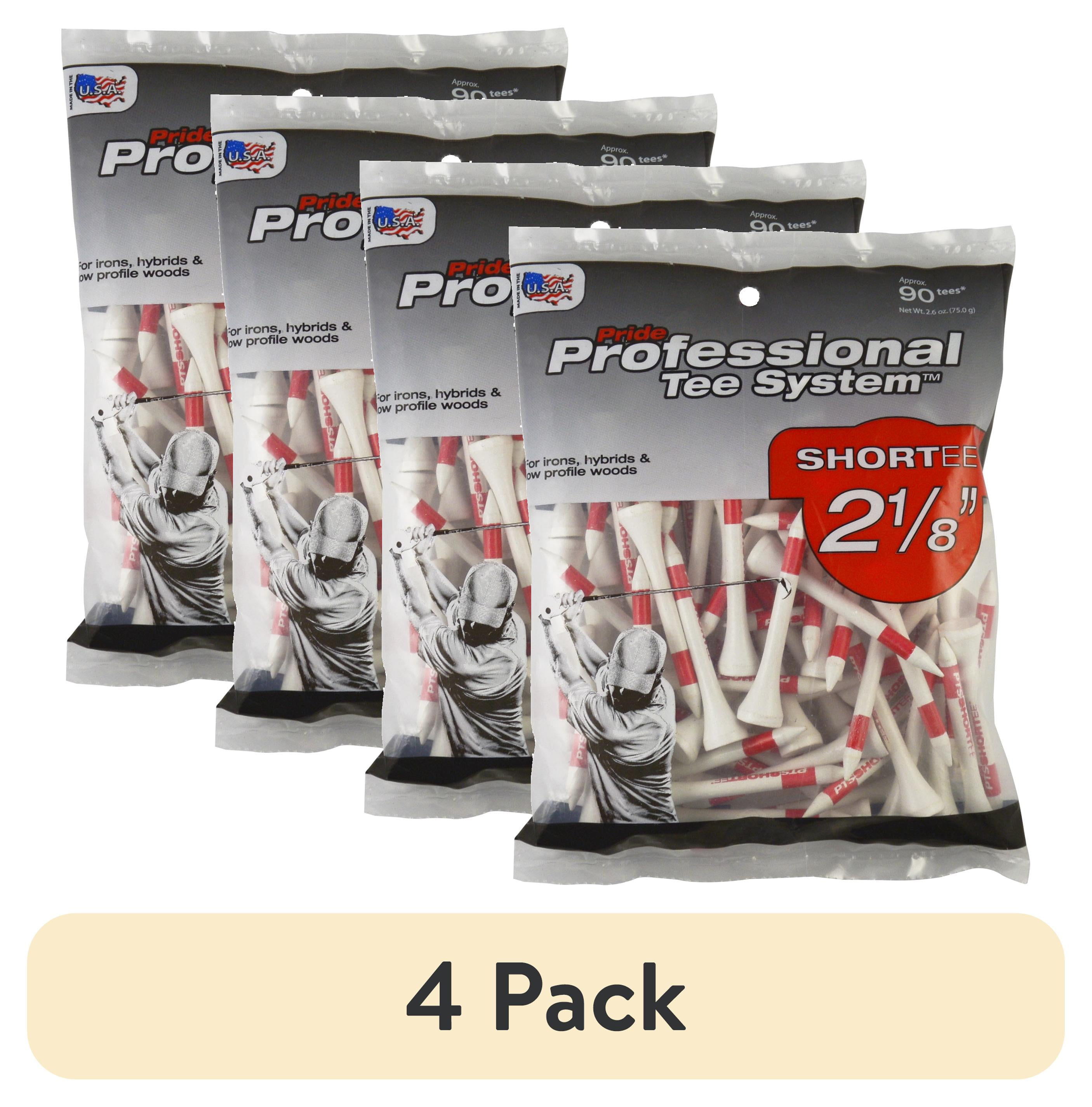 (4 pack) Pride Professional Tee System, 2.13 inch Red on White Shortee ...