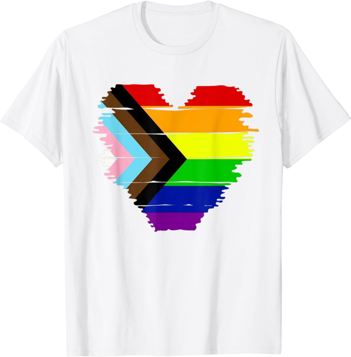 Pride Progress Flag Rainbow Flag Heart For Inclusivity T-Shirt ...