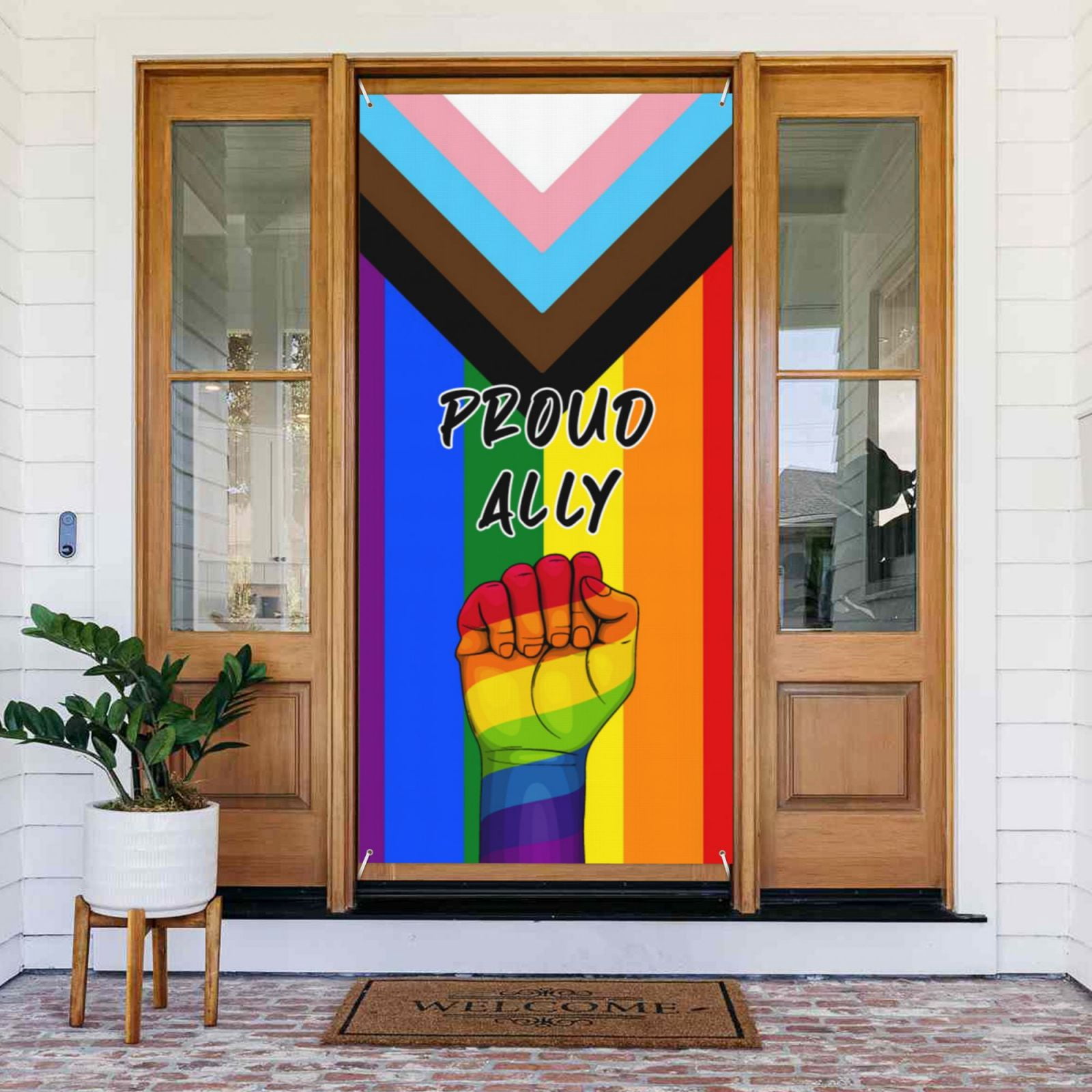 Pride Proud Ally Gay Rainbow Door Cover Decoration Backdrop Banner ...