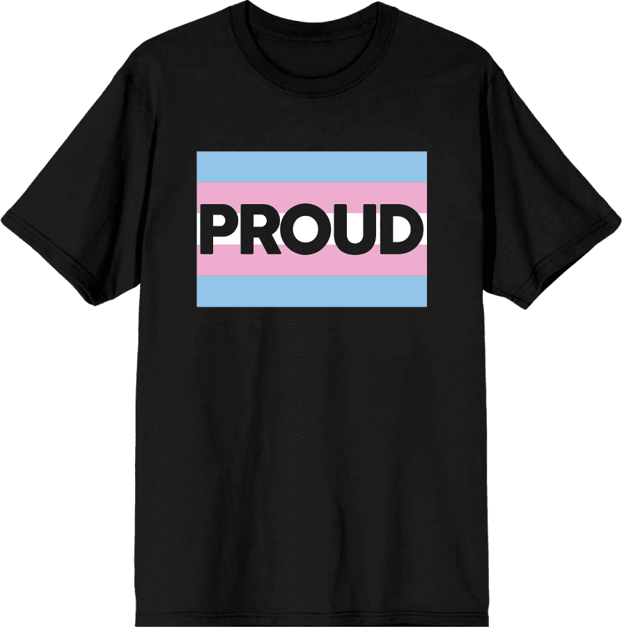 Pride Proud Trans Flag Men's Black Crew Neck Short Sleeve Tee-Medium ...