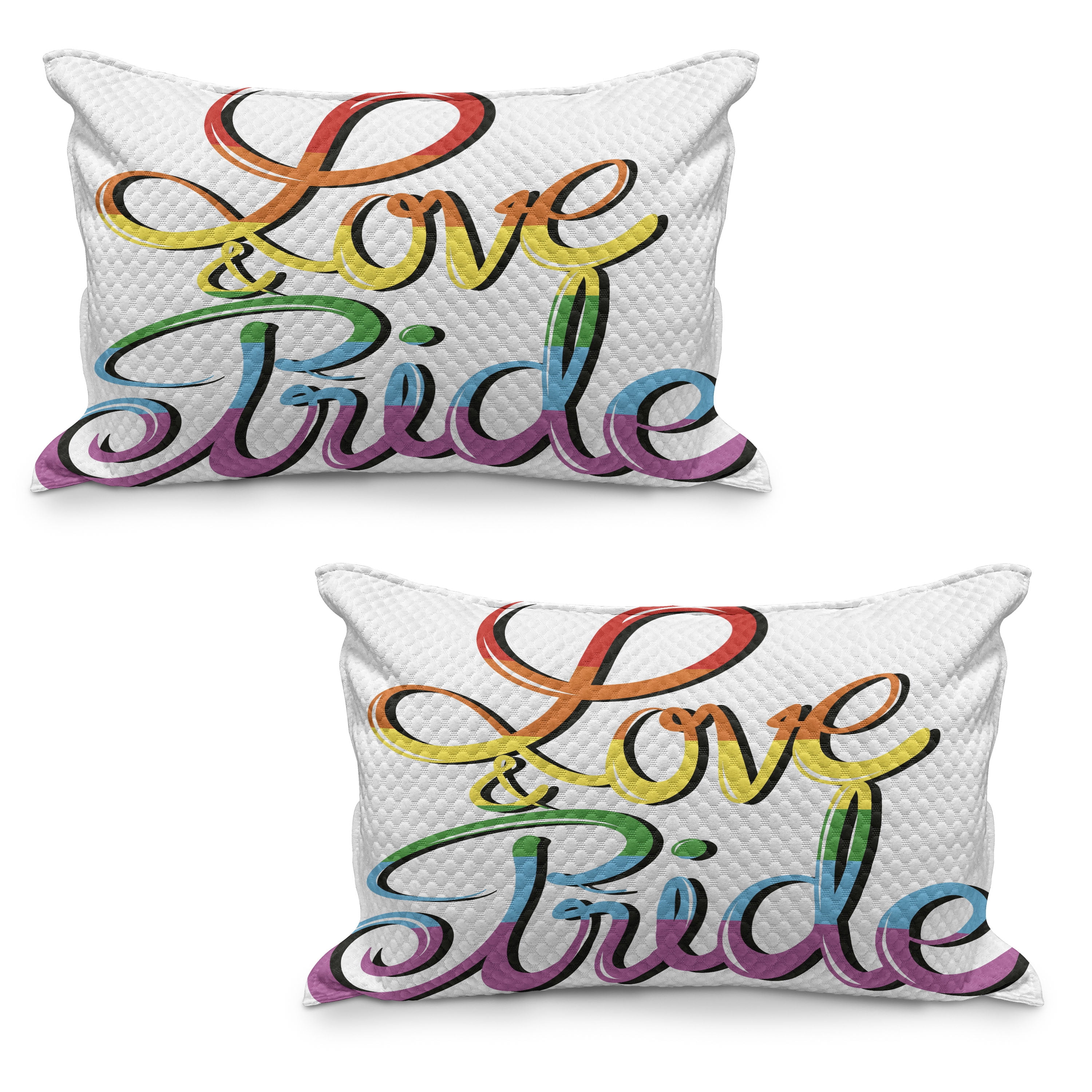 Pride Quilted Pillowcover Set of 2, Love and Pride Text Design ...