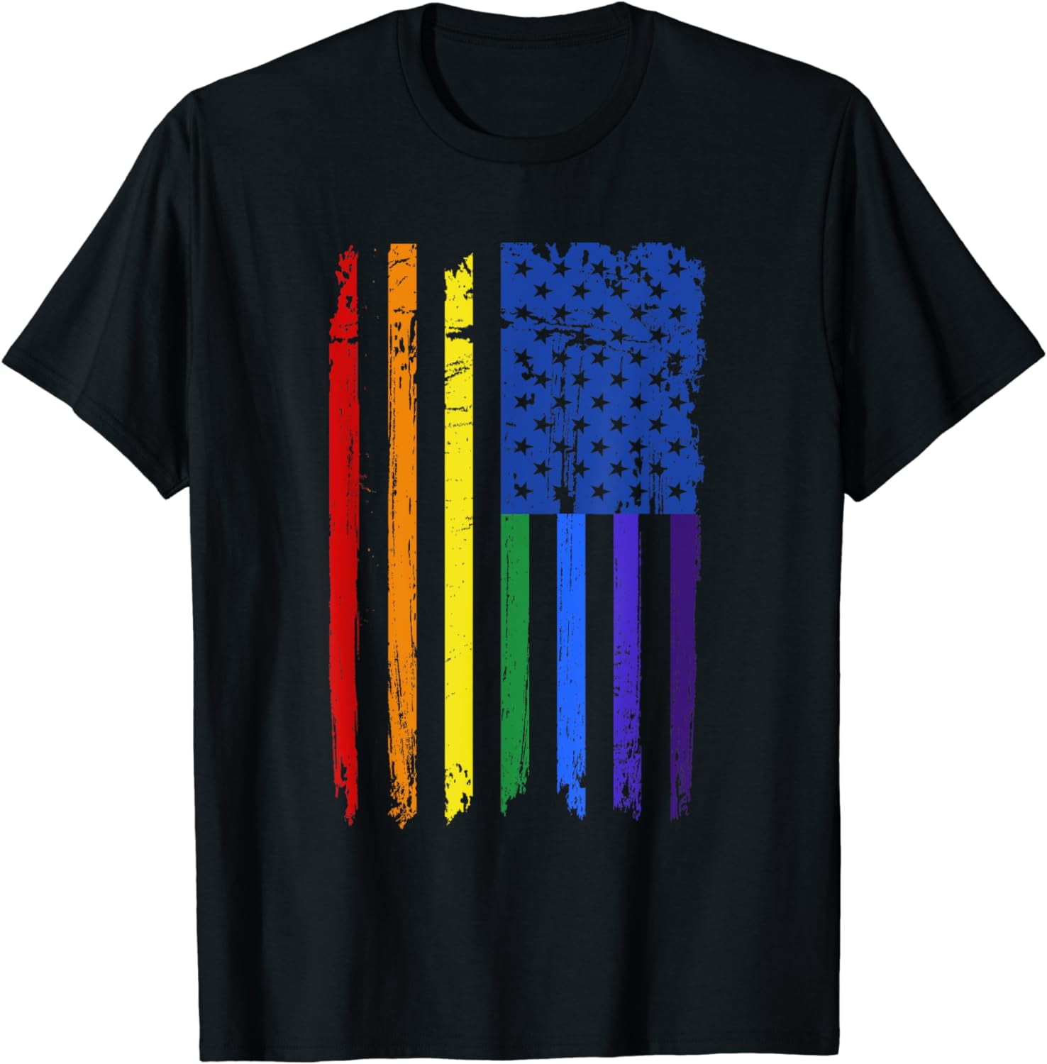 Pride Rainbow American Flag Gay Pride Month T-Shirt - Walmart.com