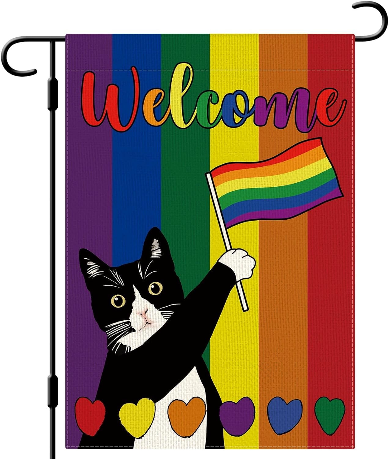 Pride Rainbow Cat Garden Flag Gay Lesbian LGBT Pansexual Garden Flags ...