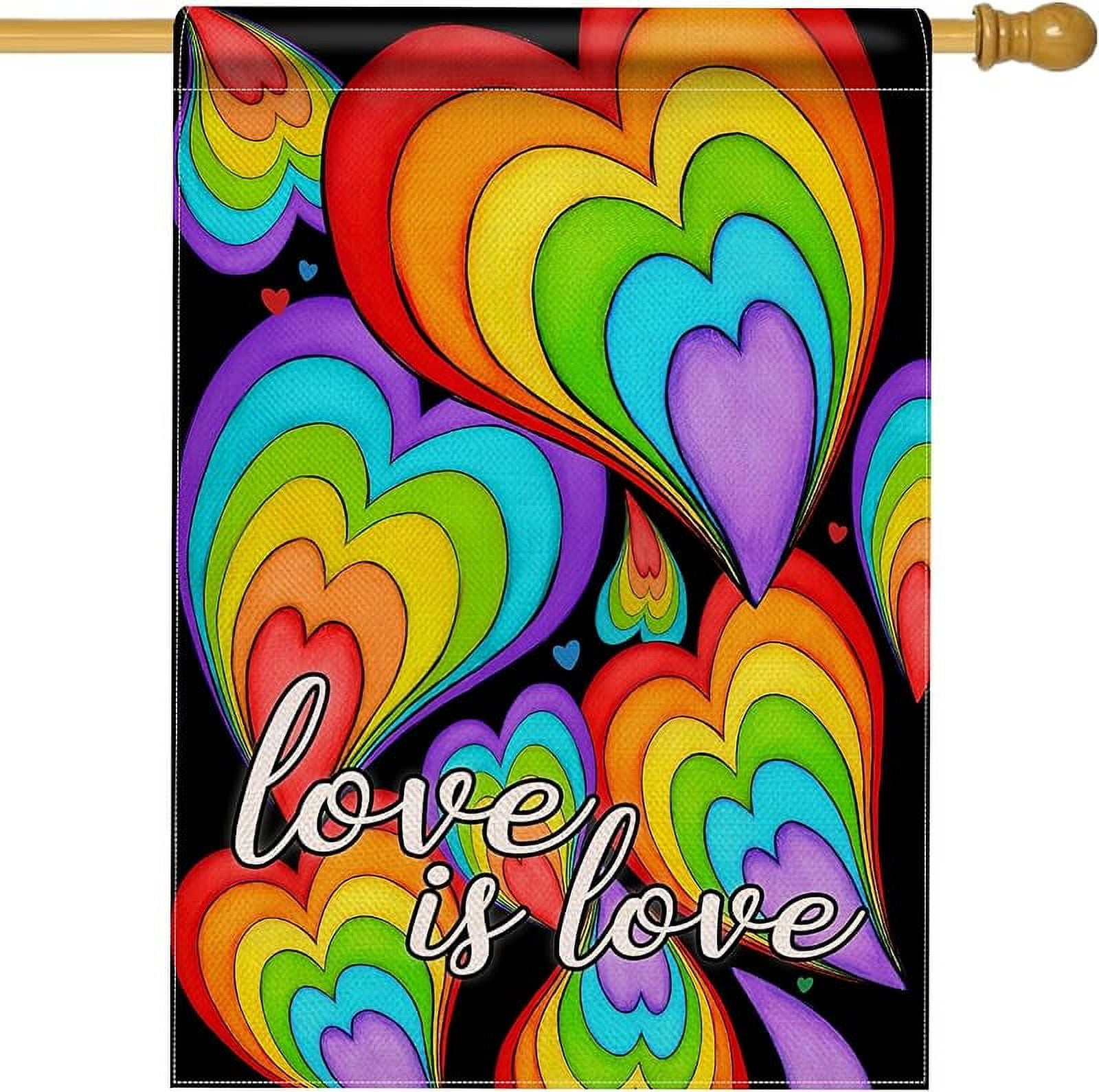 Pride Rainbow Garden Flag Double Sided, Human LGBTQ Gay Stripes Hearts ...