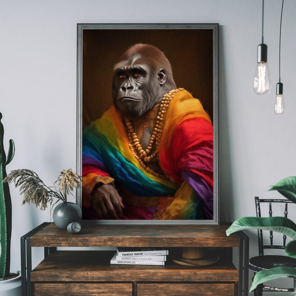 Pride Rainbow Gorilla, Altered Art Print, Animal Head Human Body, Pride ...