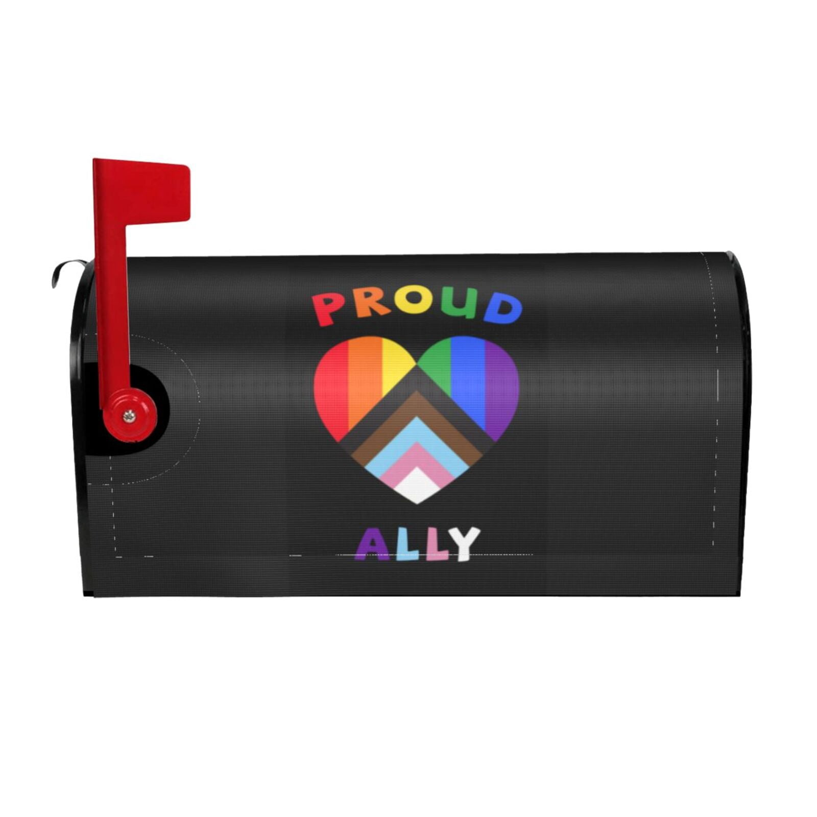 Pride Rainbow Heart Proud Ally Magnetic Mailbox Cover Post Box For ...