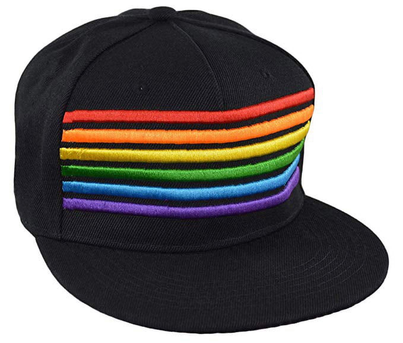 Pride Rainbow Stripes Snapback Hat LGBT Bright Trucker Baseball Cap ...